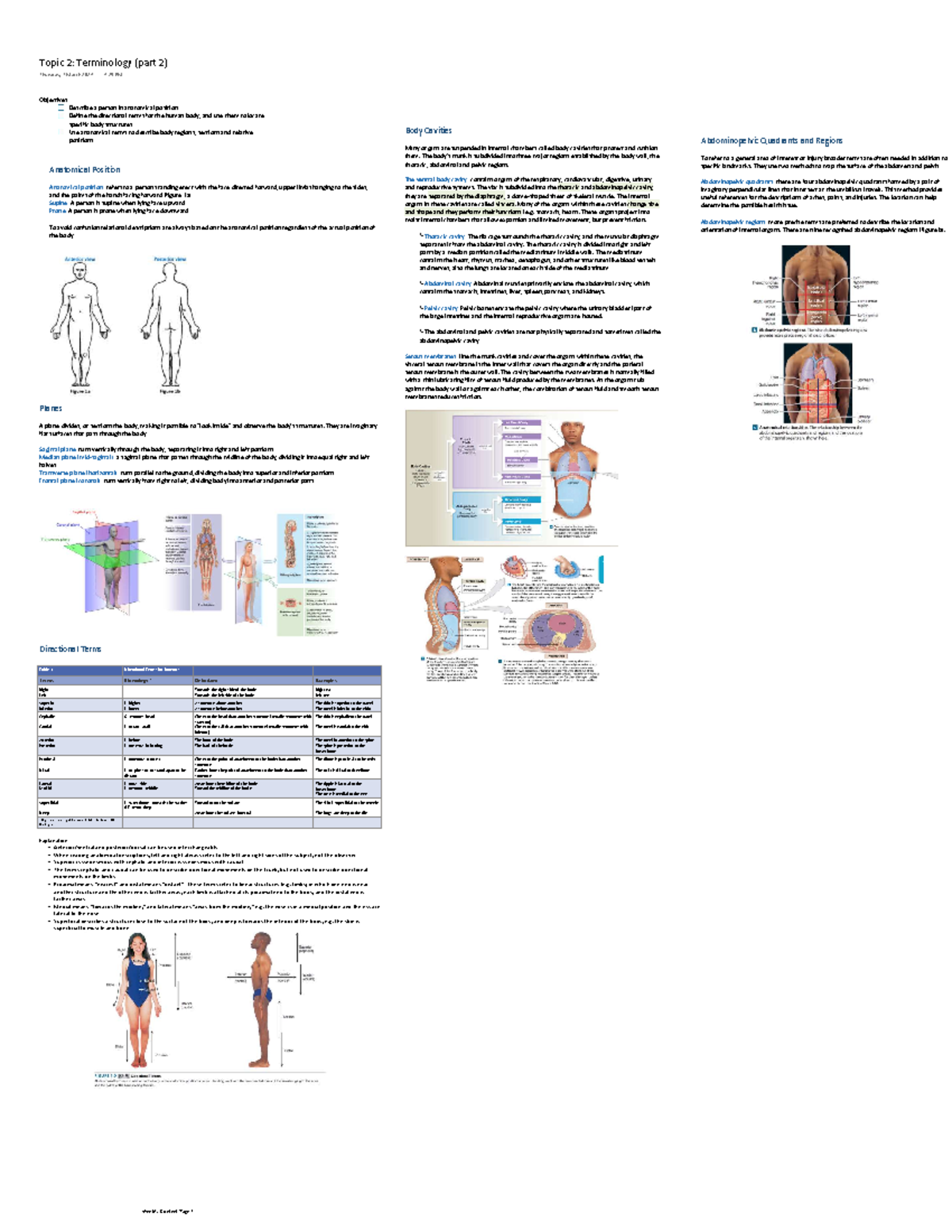 Uniready intro to health science w2 notes - Objectives: Describe a ...