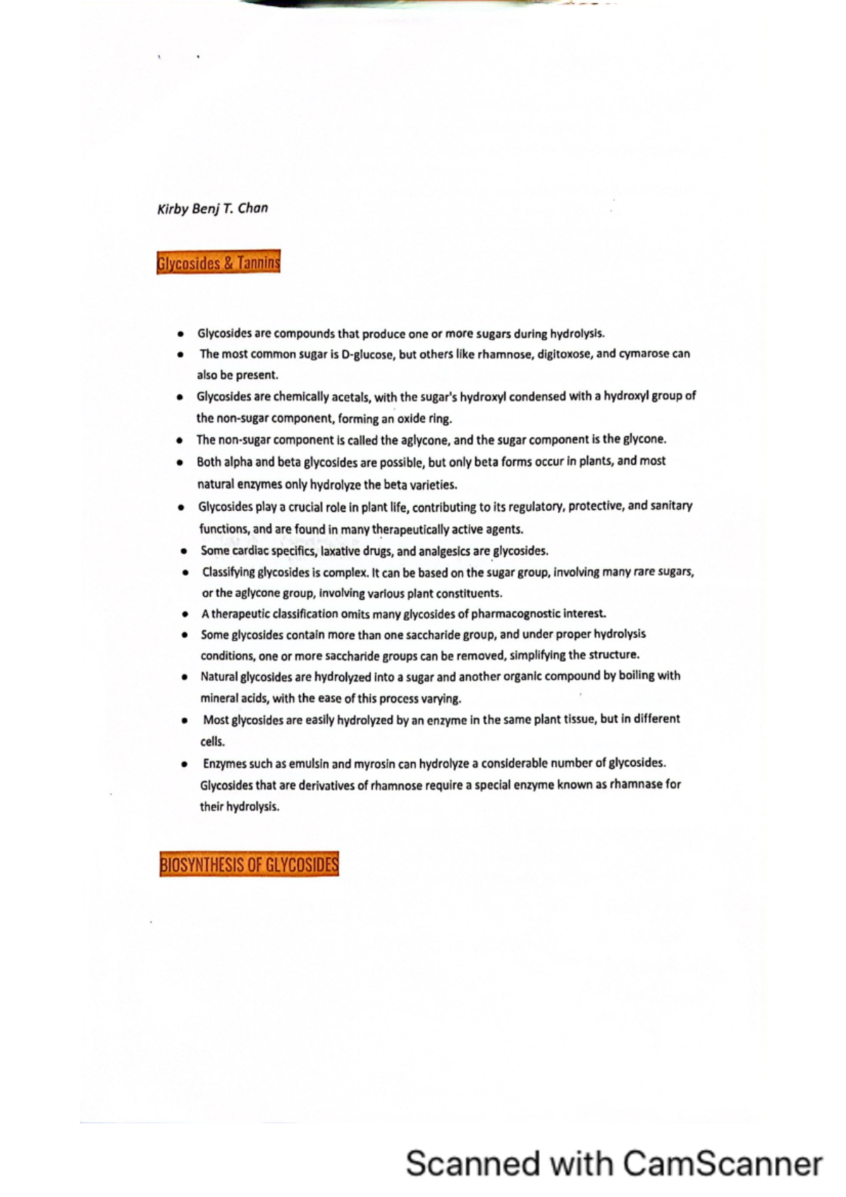 Glycosides-2B - Bachelor of Science of Information Technologyv - Studocu