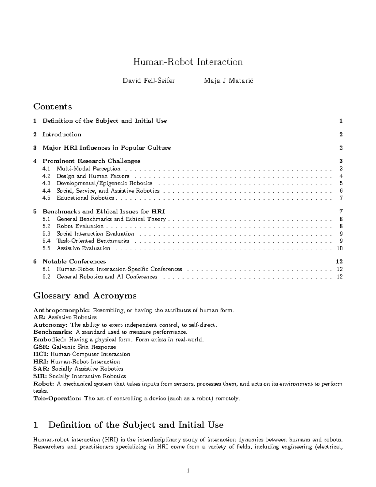 Human robot interactive - Human-Robot Interaction David Feil-Seifer ...