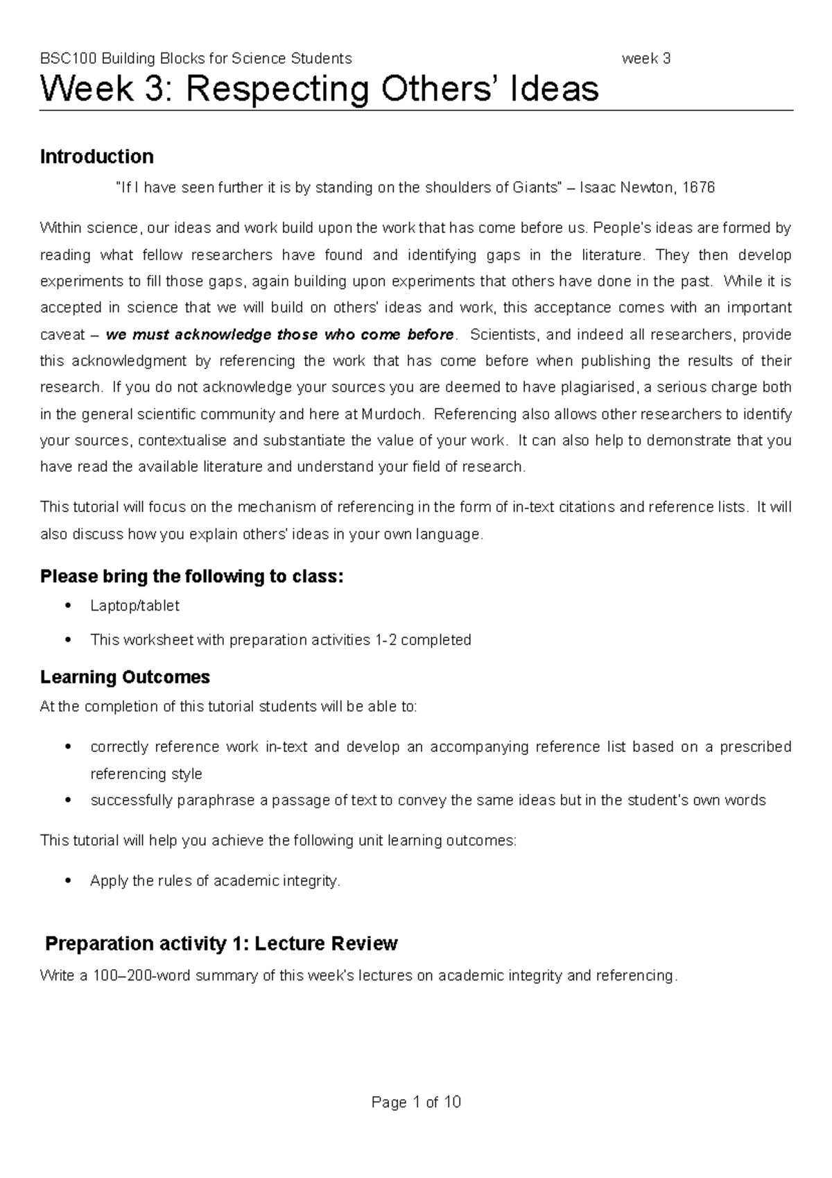 Week 2/3 Respecting Others Ideas - Week 3: Respecting Others’ Ideas ...