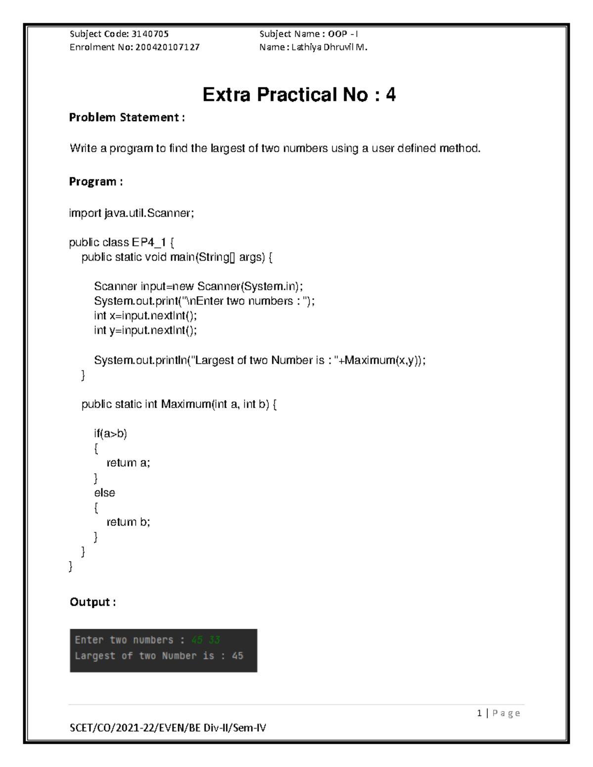 shpes parameter in java - Enrolment No: 200420107127 Name : Lathiya ...