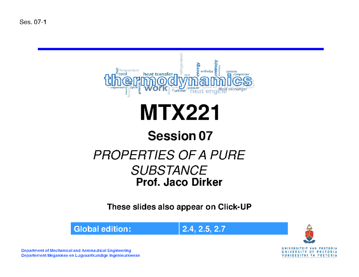 MTX 221 Lecture Notes Theme 7 - Prof. Jaco Dirker These slides also ...