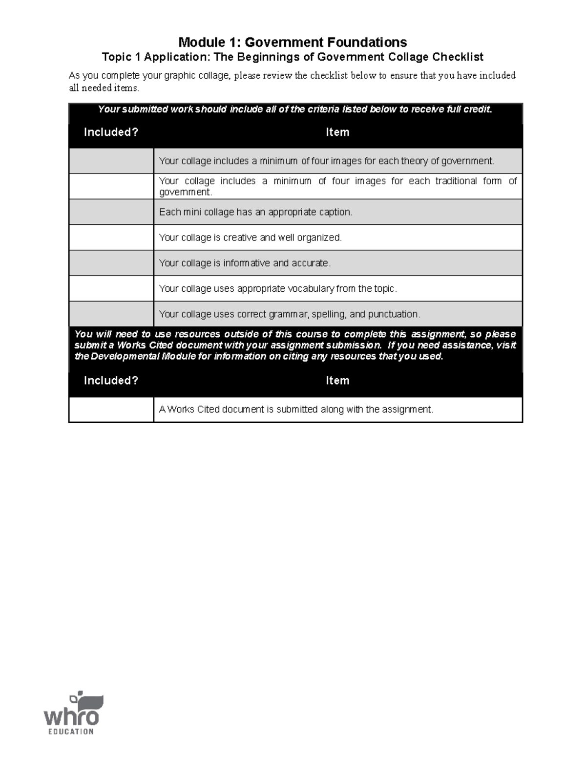 Mod1top1 app checklist - Module 1: Government Foundations Topic 1 ...