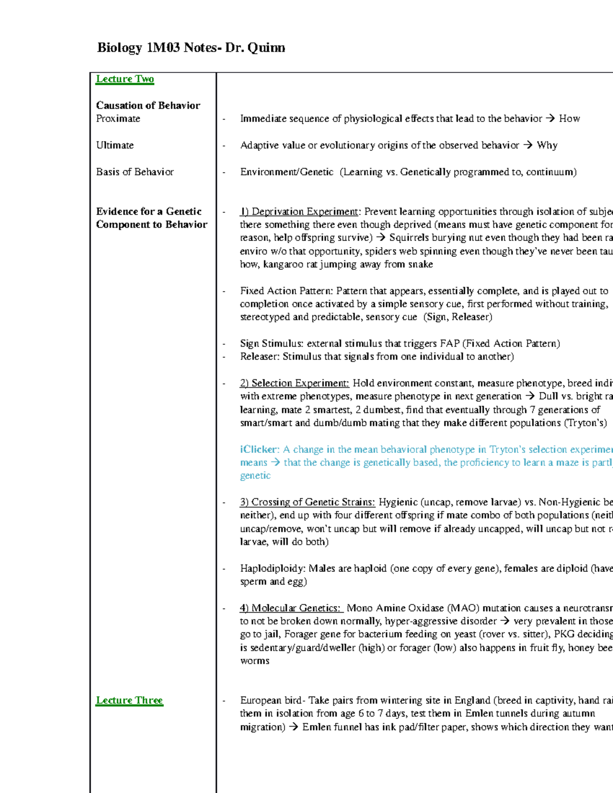 Lecture notes, lectures Pre Mid 1 - material prior midterm 1 - Biology ...