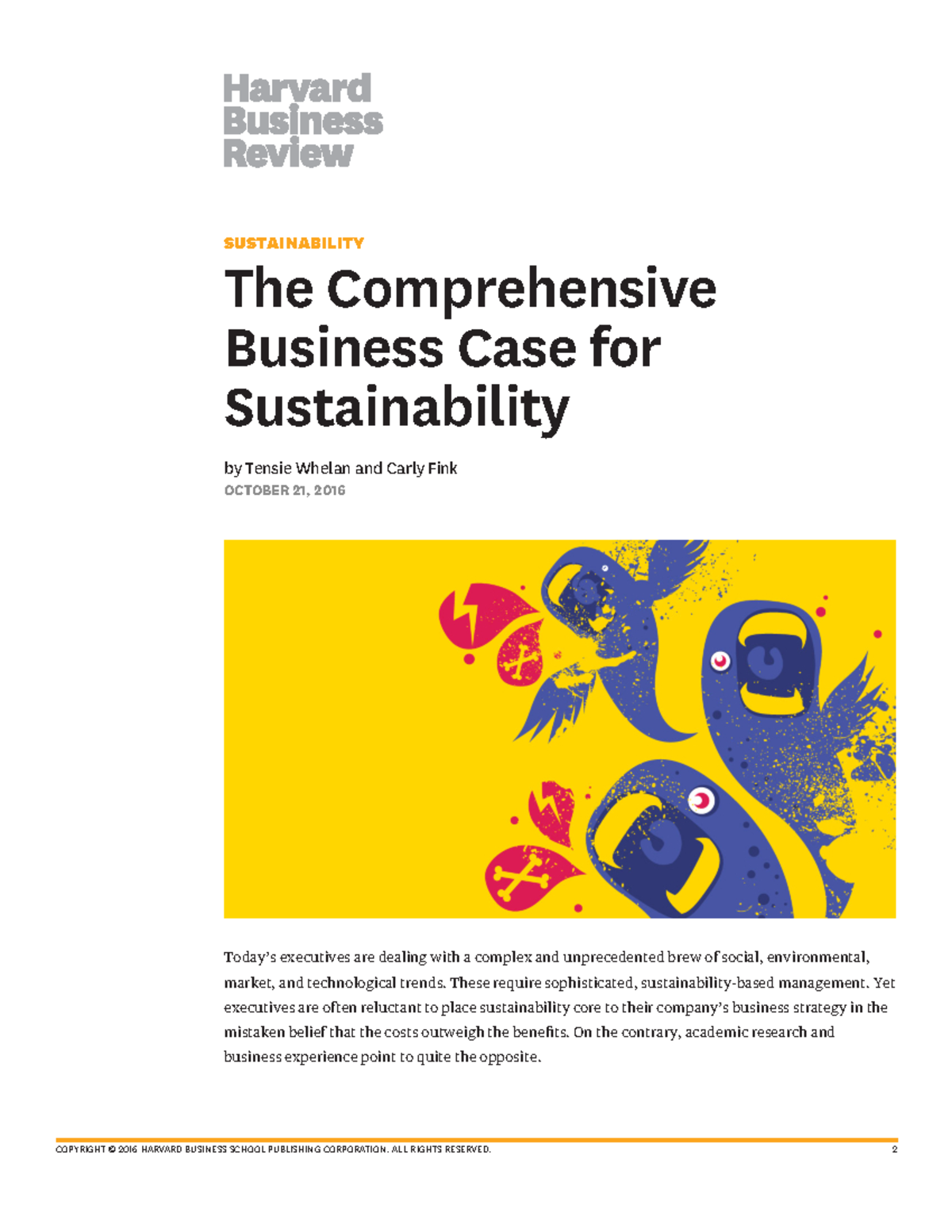 Business case for sustainability - SUSTAINABILITY The Comprehensive ...