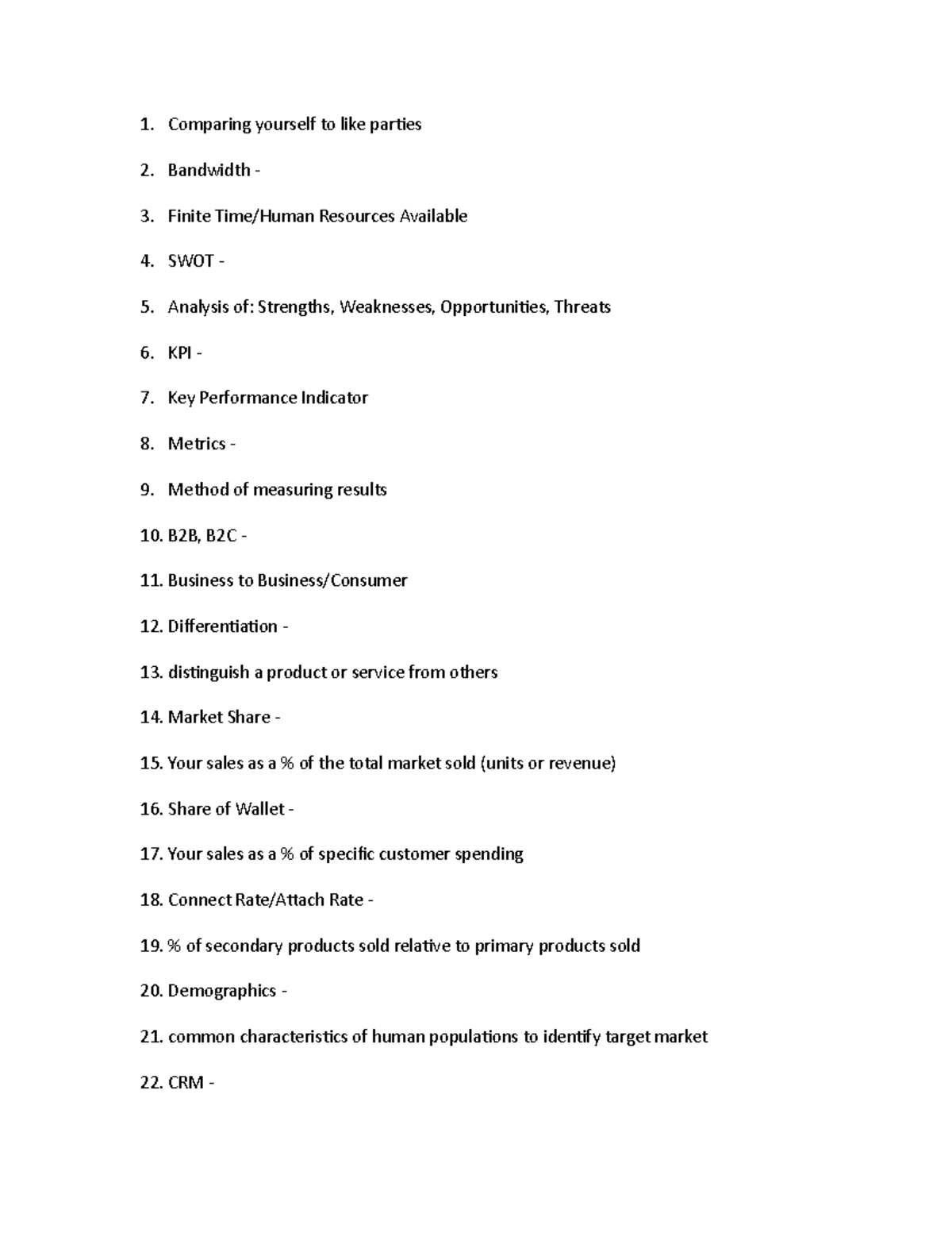 Busmgt 201 34 - notes - Comparing yourself to like parties Bandwidth ...