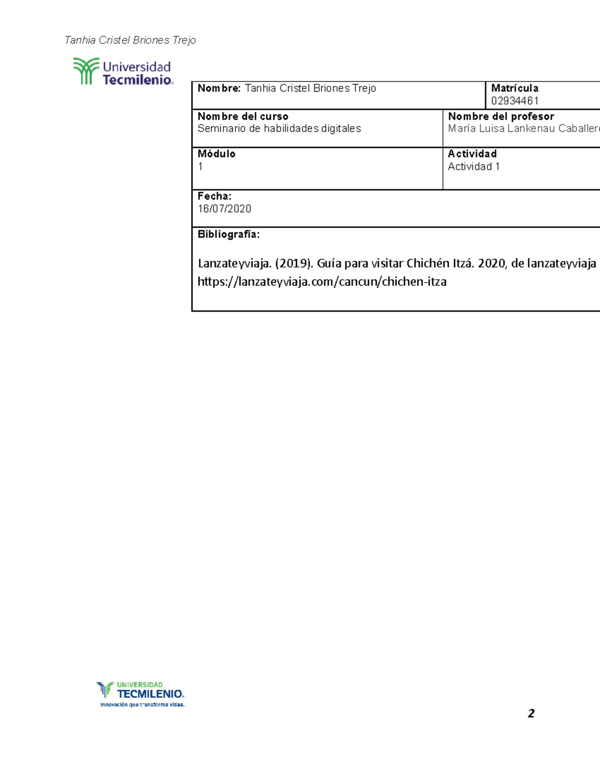 TCBT Actividad 1 - Tanhia Cristel Briones Trejo Nombre: Tanhia Cristel ...