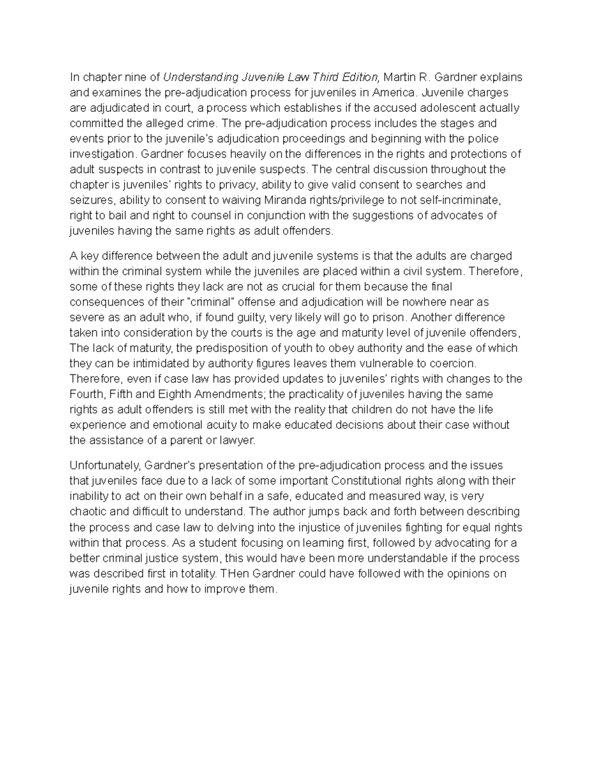 Chapter Review Gardner, Chapter 9 - In chapter nine of Understanding ...