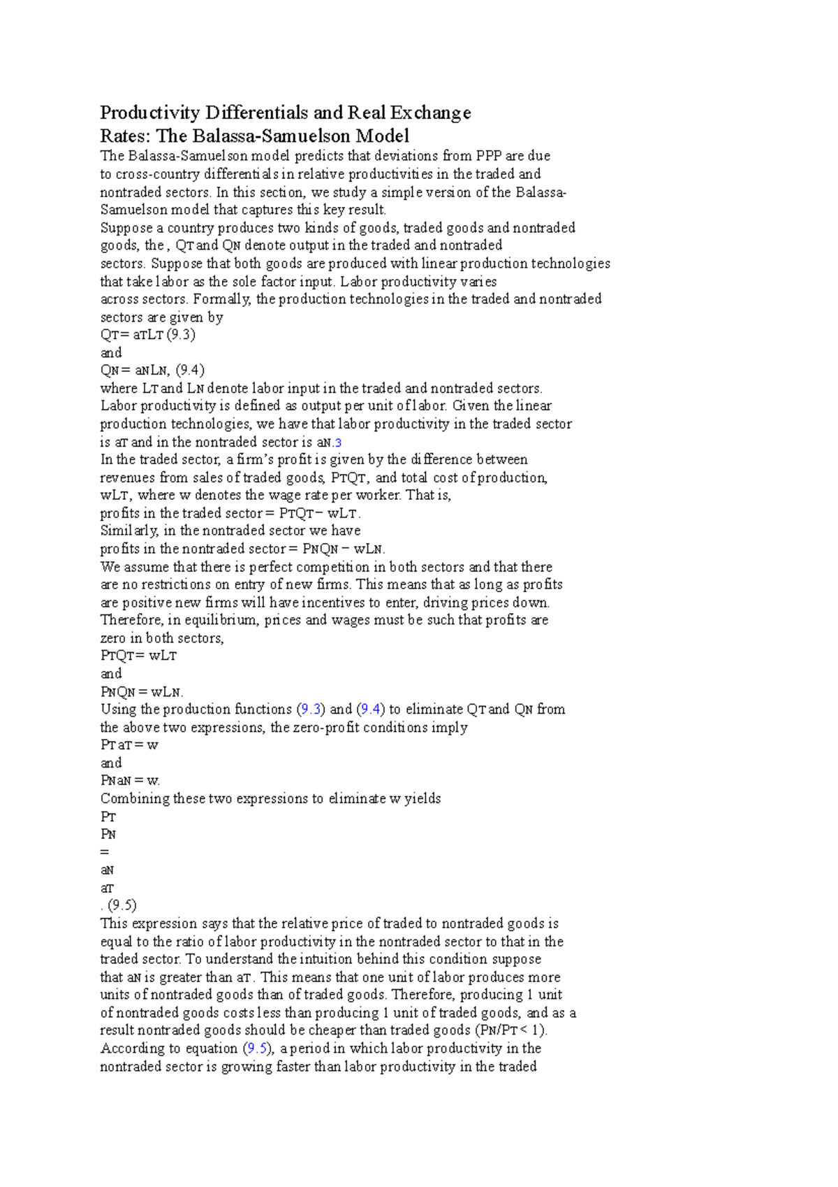 The Balassa-Samuelson Model - Productivity Differentials and Real ...