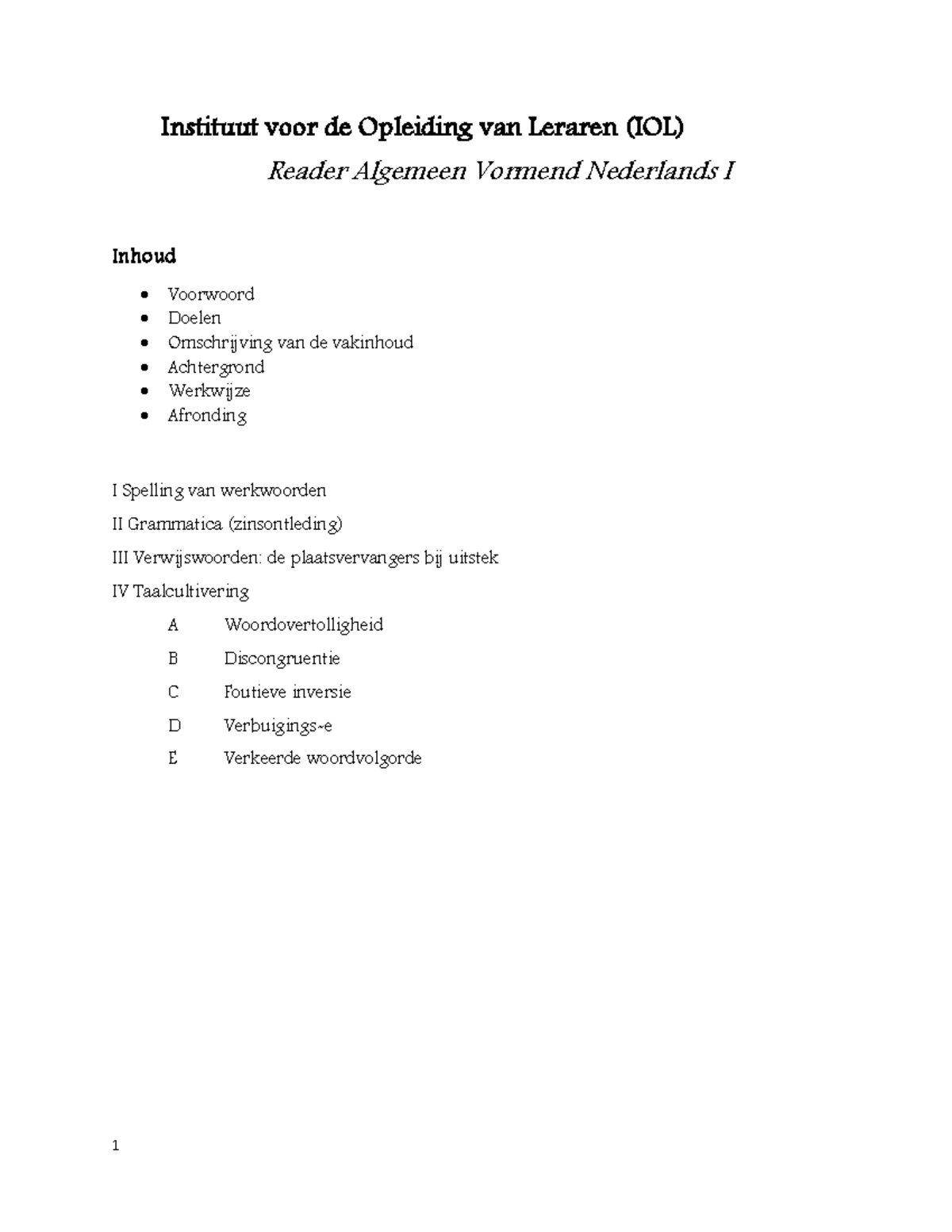Reader AVN1 IOL 2022-2023 - Instituut voor de Opleiding van Leraren ...