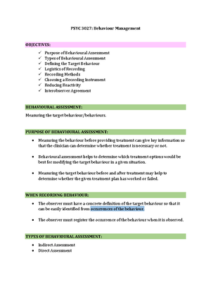 Lecture 7 (Part B): BEHAVIOUR SKILLS TRAINING - PSYC 3027: Behaviour ...