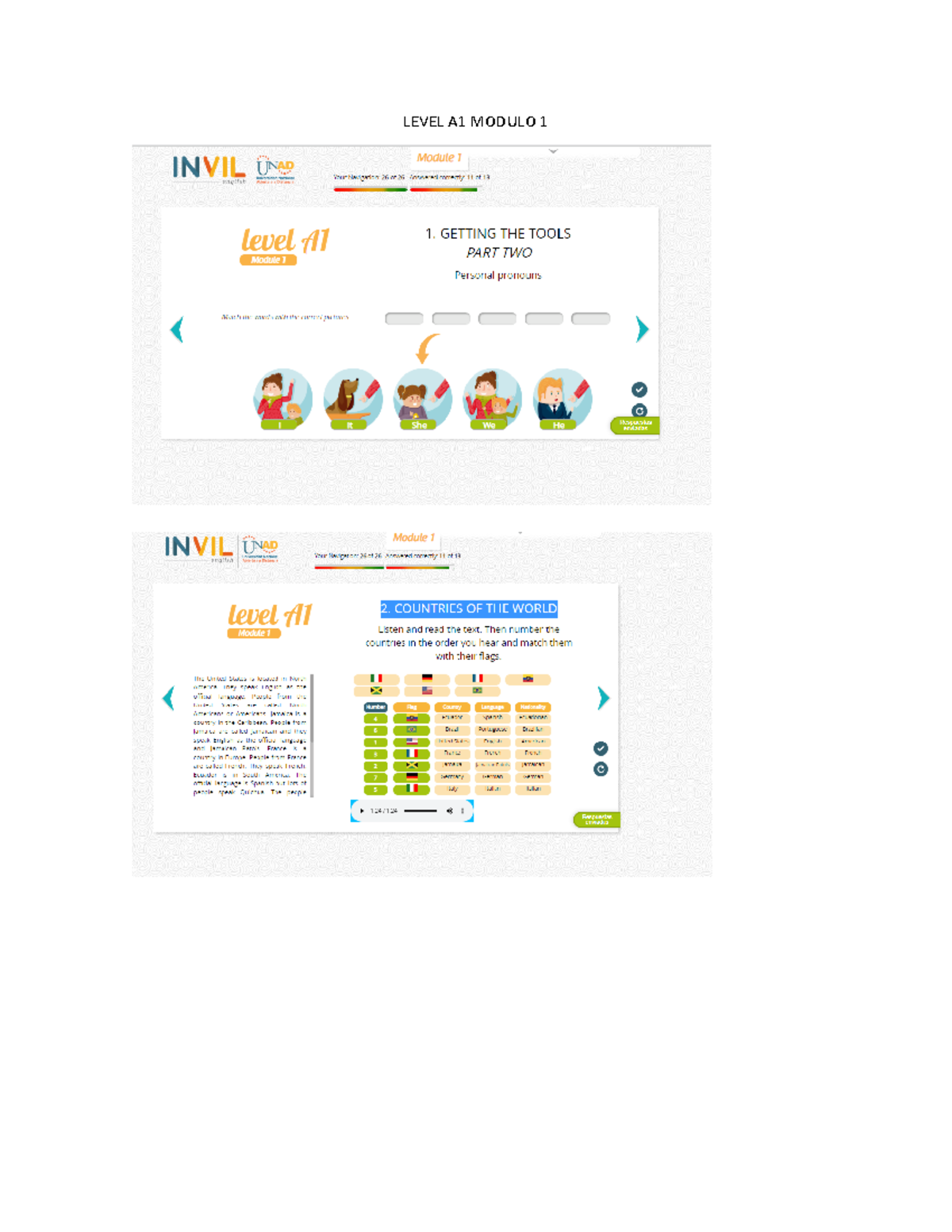 Level A1 Modulo 1 - EJERCICION DEL EBOOK - Ingles - LEVEL A1 MODULO ...