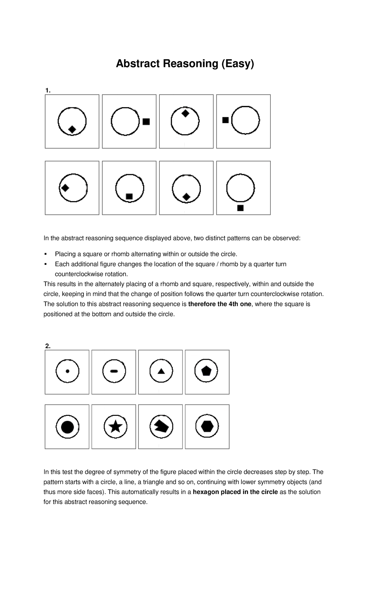 Abstract Reasoning - With Explanation - Abstract Reasoning (Easy) 1. In ...