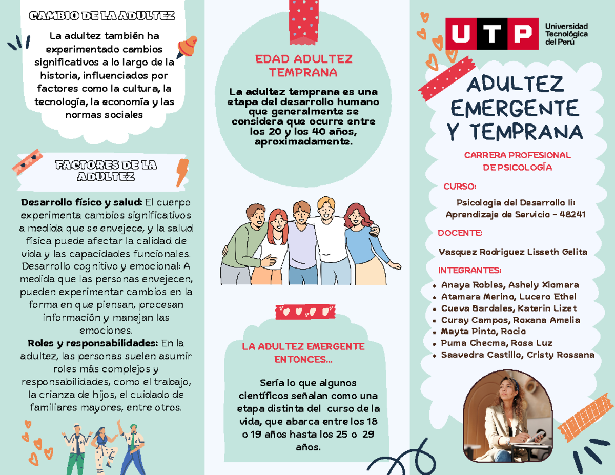 Actividad Formativa S5 Tríptico de la Adultez Temprana - ADULTEZ EMERGENTE Y TEMPRANA Anaya ...