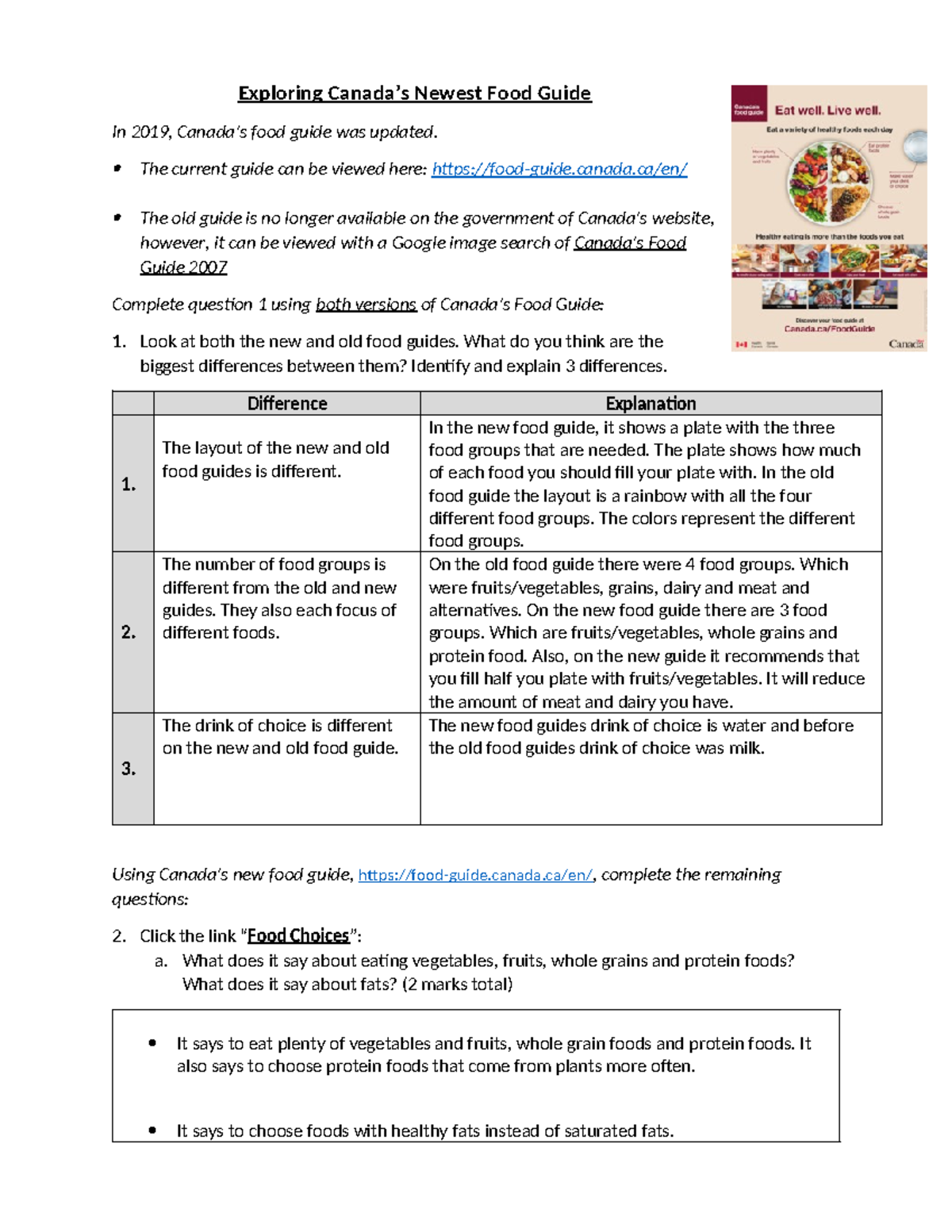 New Food Guide document - Exploring Canada’s Newest Food Guide In 2019 ...