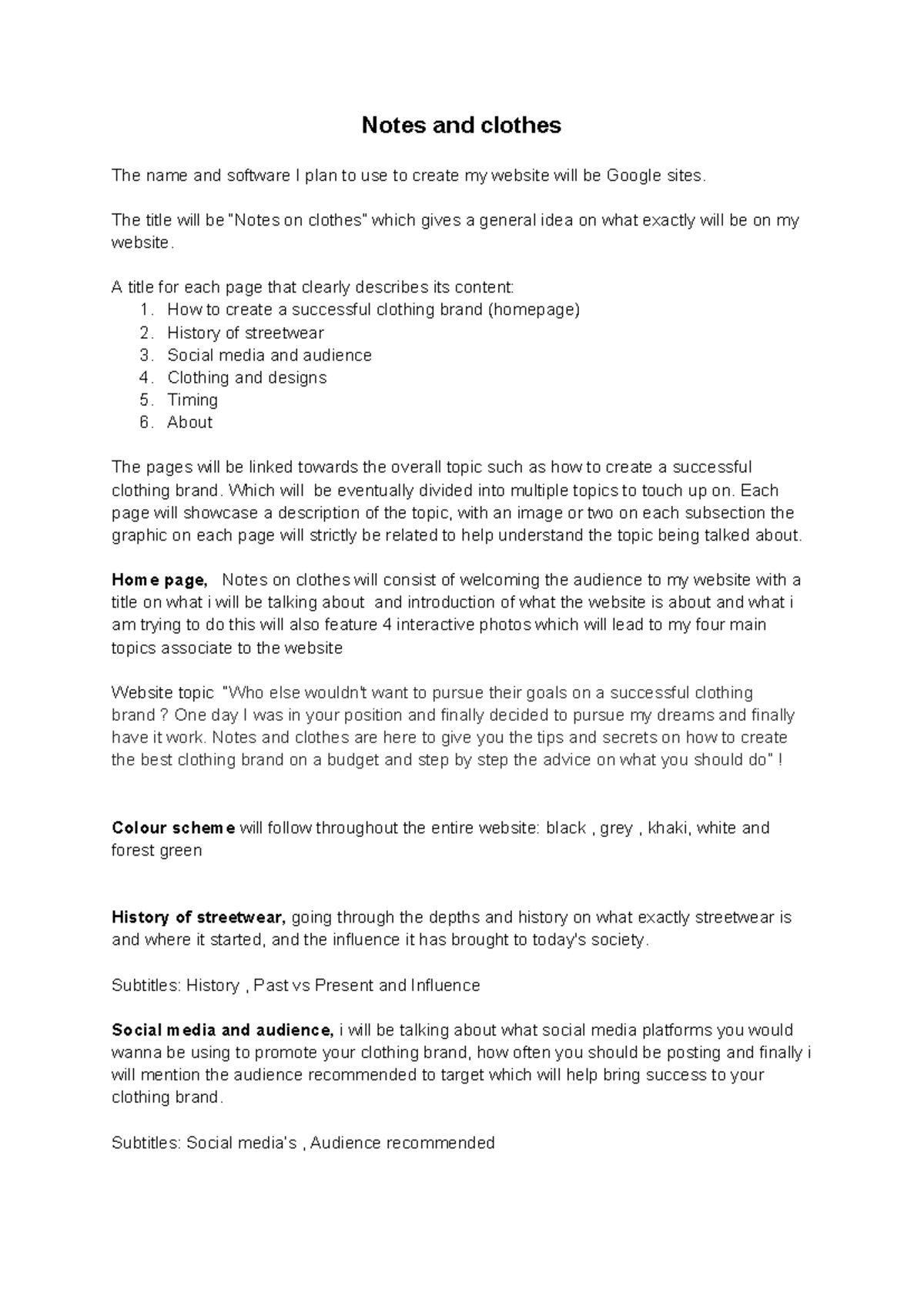 Outline Notes on clothes - Notes and clothes The name and software I ...