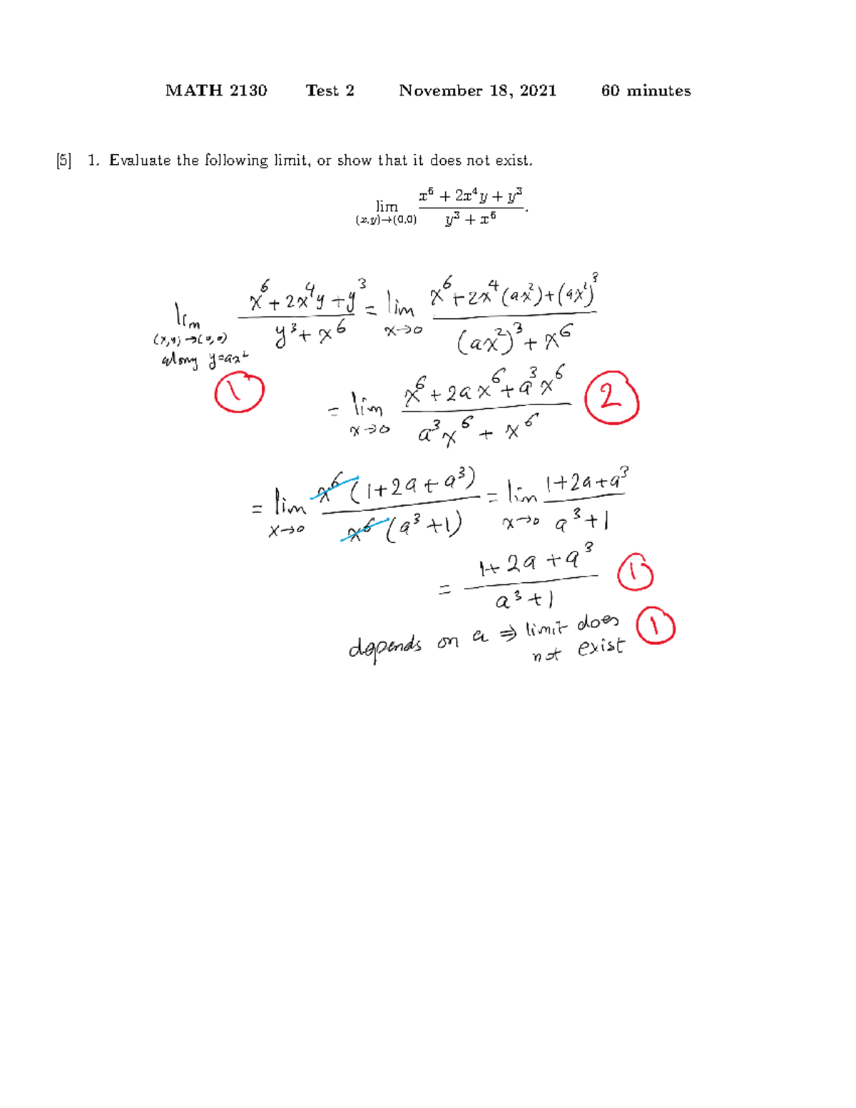 F21 Midterm 2 Solution - mid - MATH 2130 Test 2 November 18, 2021 60 ...