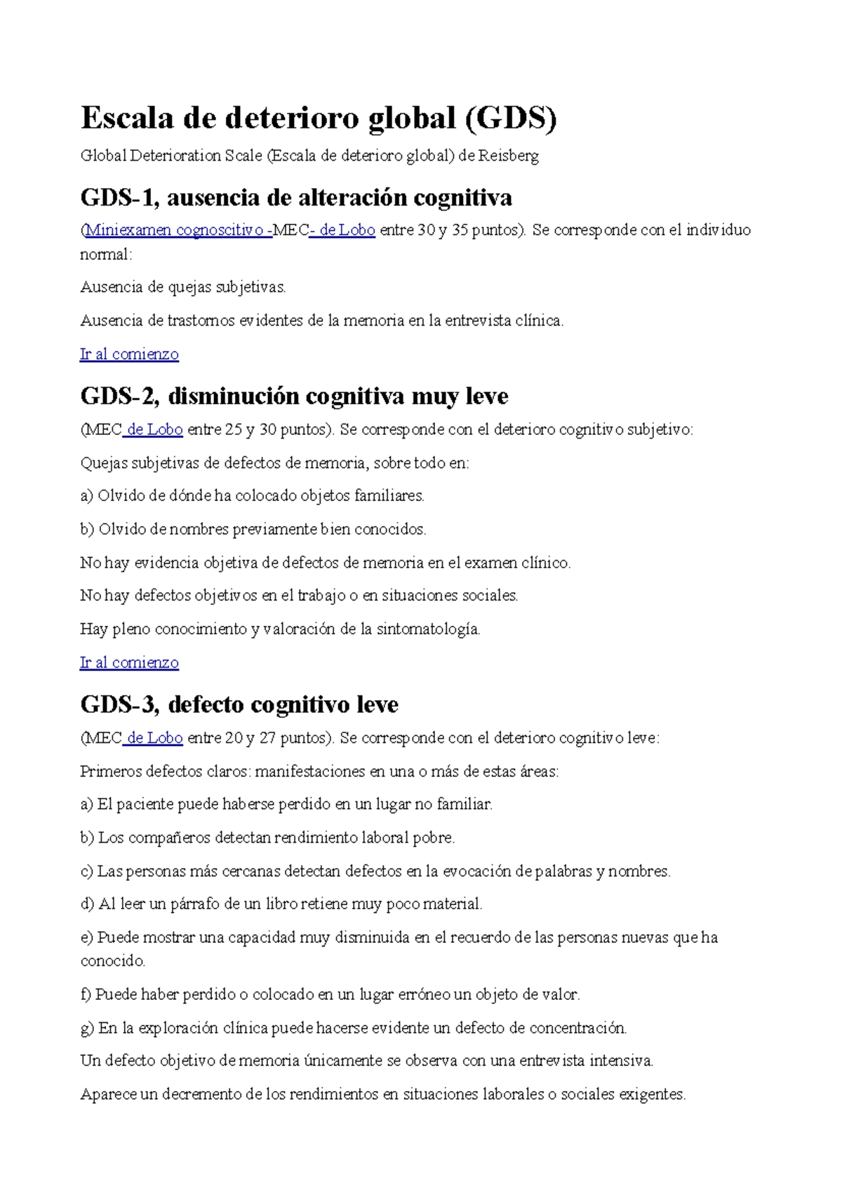 Escala de deterioro global. GDS fase - Escala de deterioro global (GDS ...