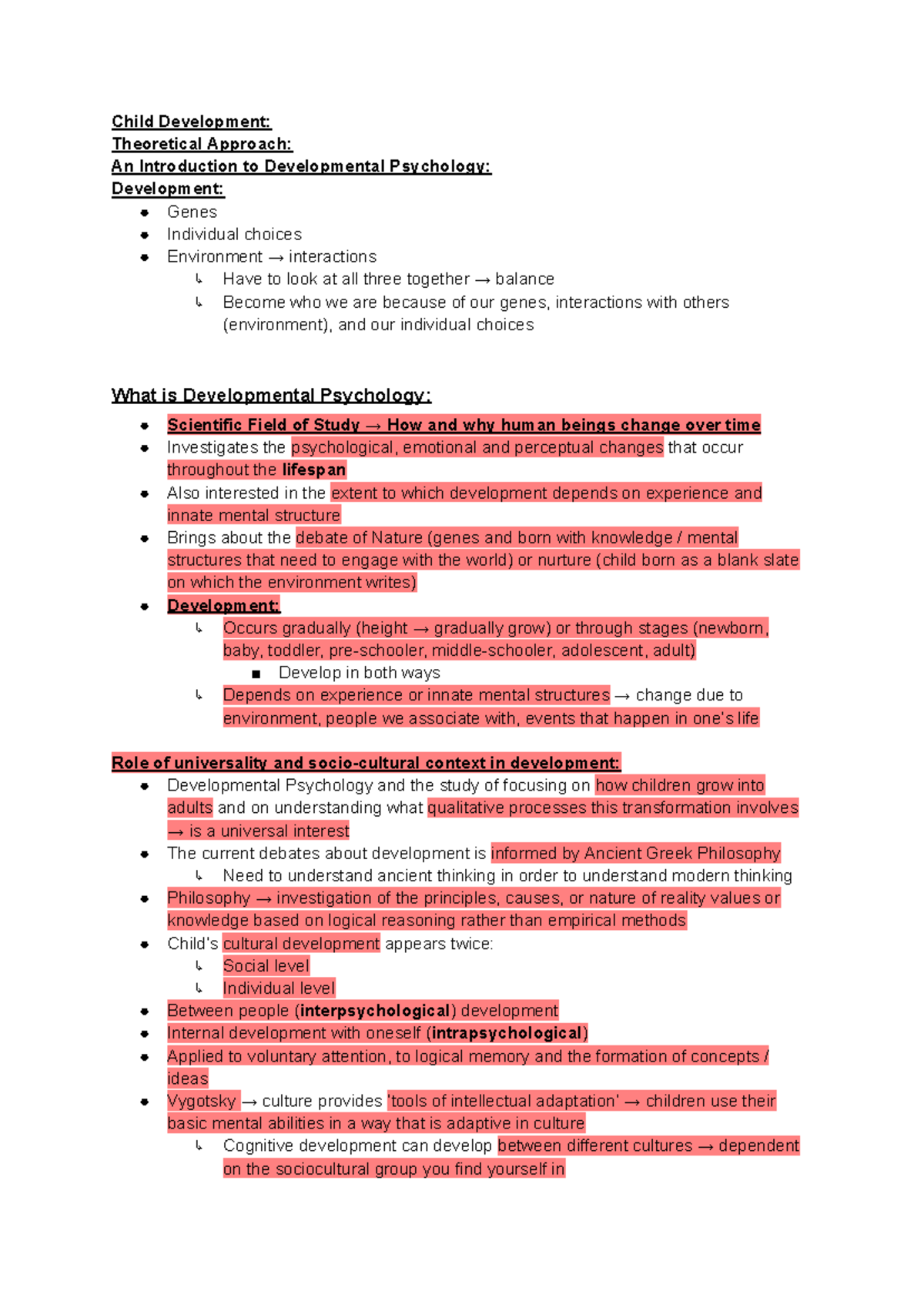 Child Development - Summary of all chapters and LUs for this module - Child Development ...