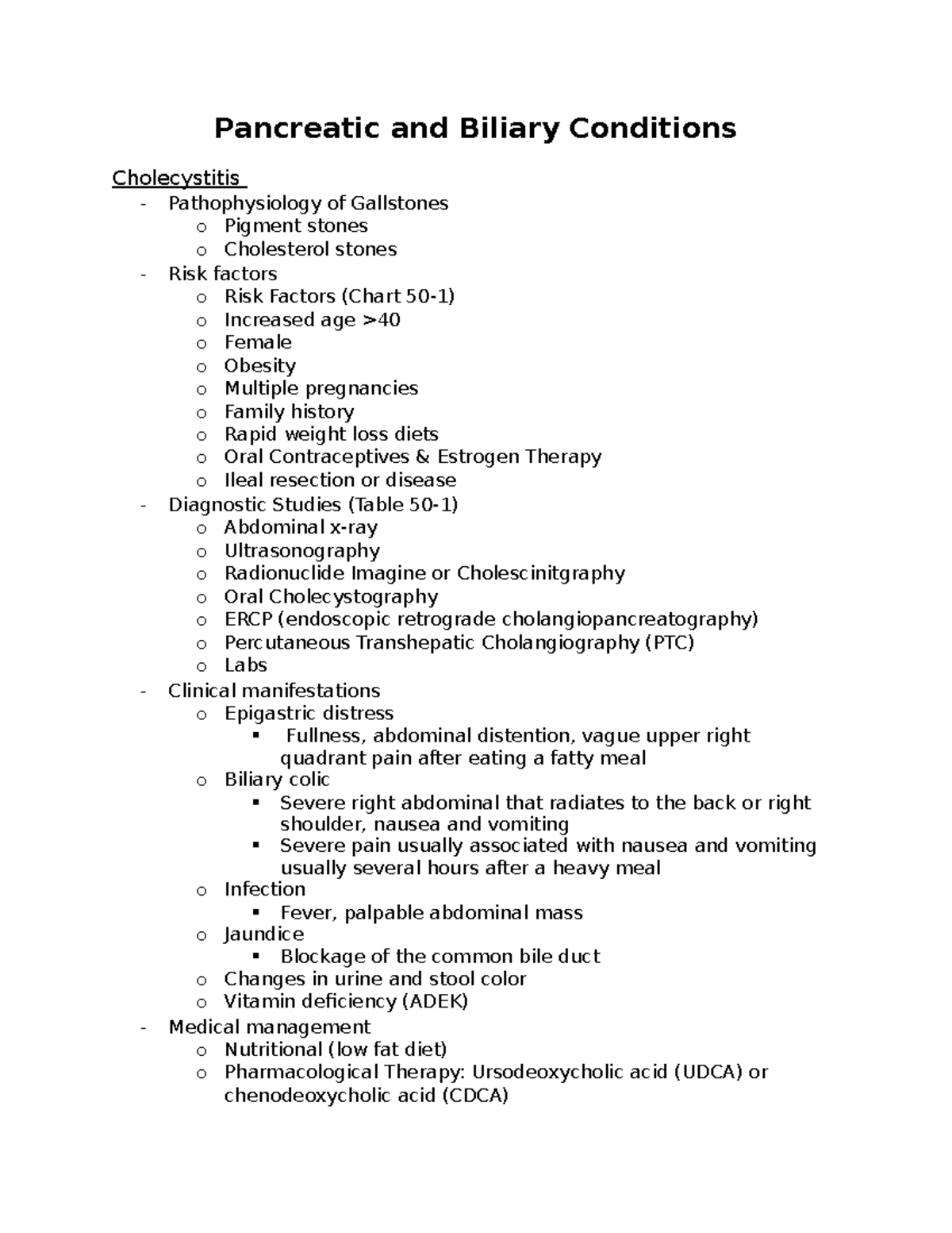 Notes - T3 . Biliary and Pancreatic Conditions - Pancreatic and Biliary ...