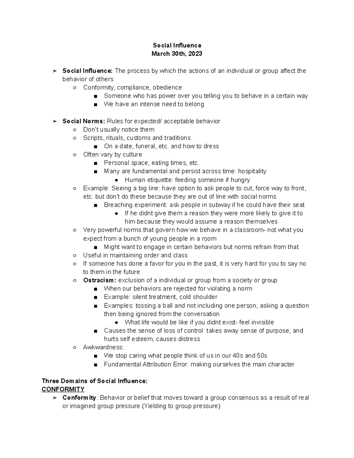 UNIT 3: Social Influence - Social Influence March 30th, 2023 Social ...
