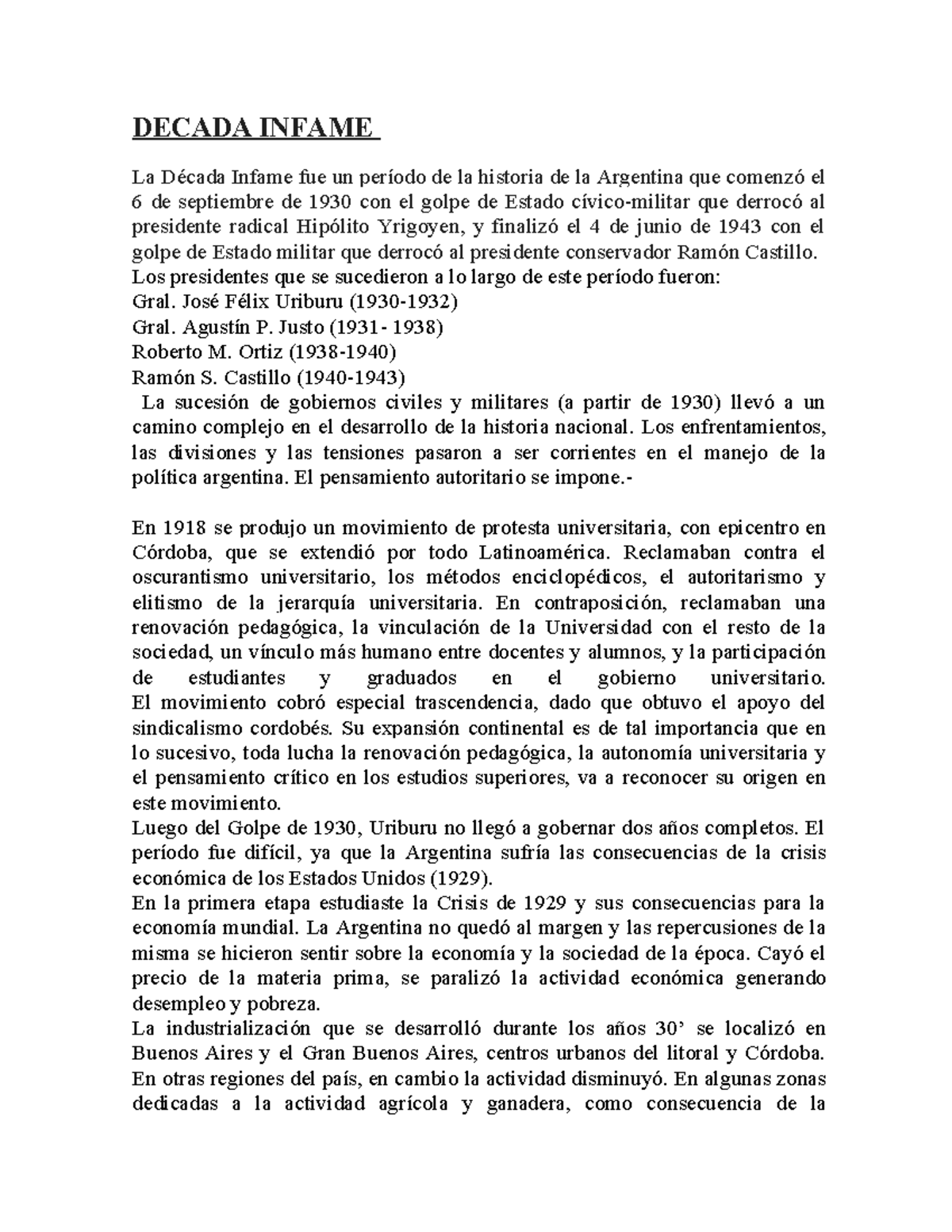 Decada Infame - DECADA INFAME La Década Infame fue un período de la ...