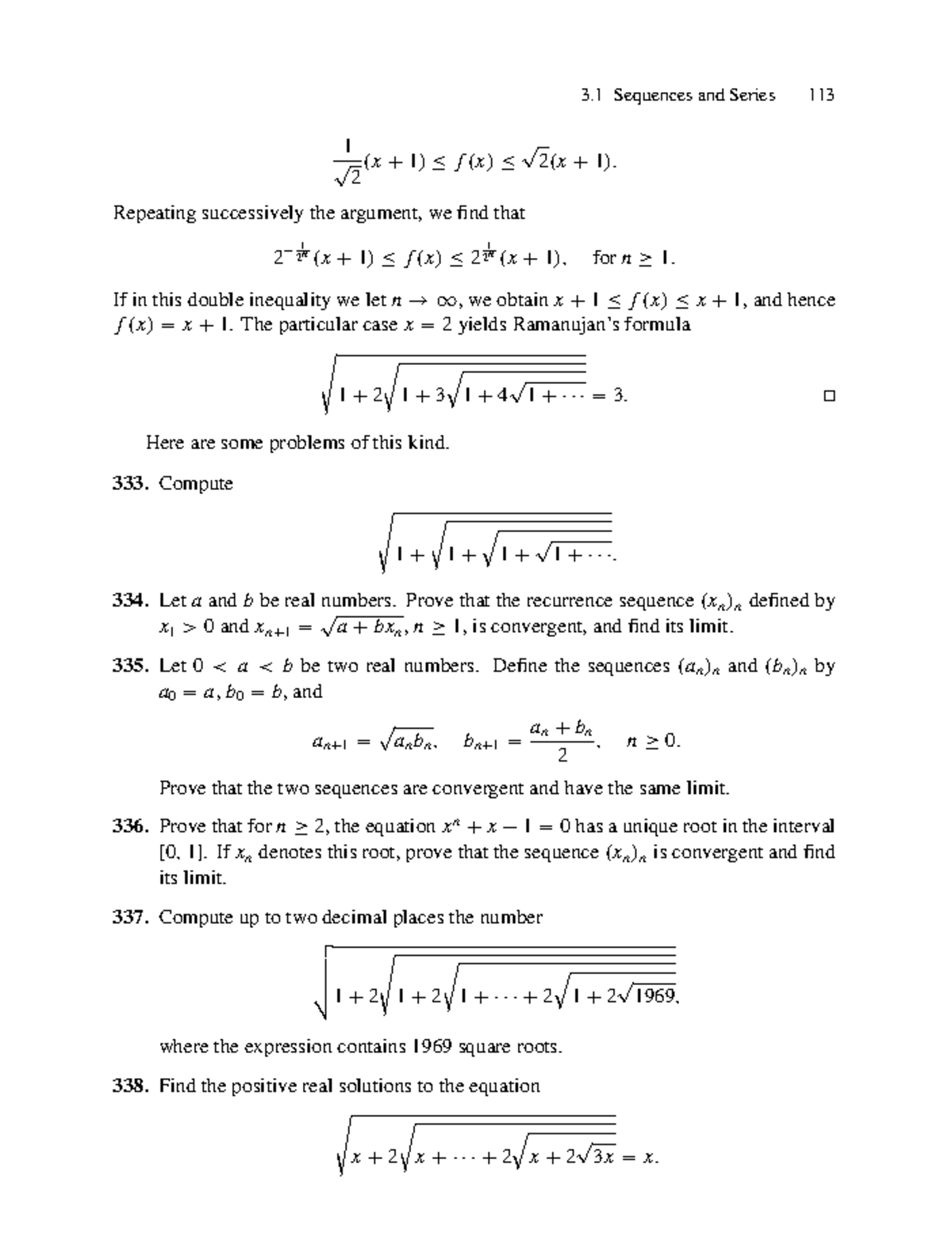 Advanced book on Mathematics Olympiad ( PDFDrive )-15 - 3 Sequences and Series 113 1 √ 2 (x + 1 ...