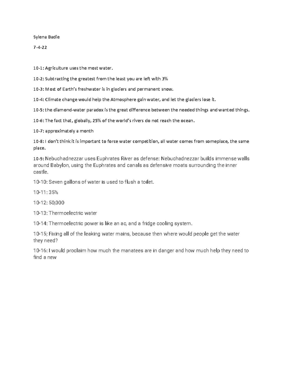 Issue 10 - old lecture assignment notes - Sylena Badie 7-4- 10-1 ...