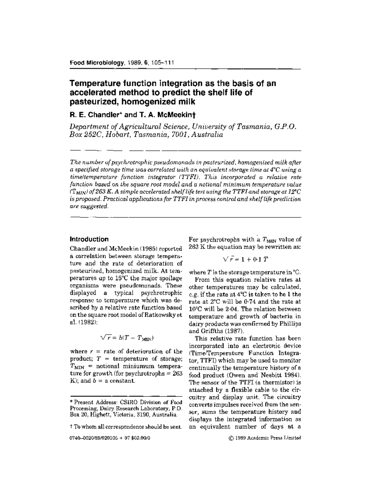 Temperature function integration as the - E. Chandler* and T. A ...