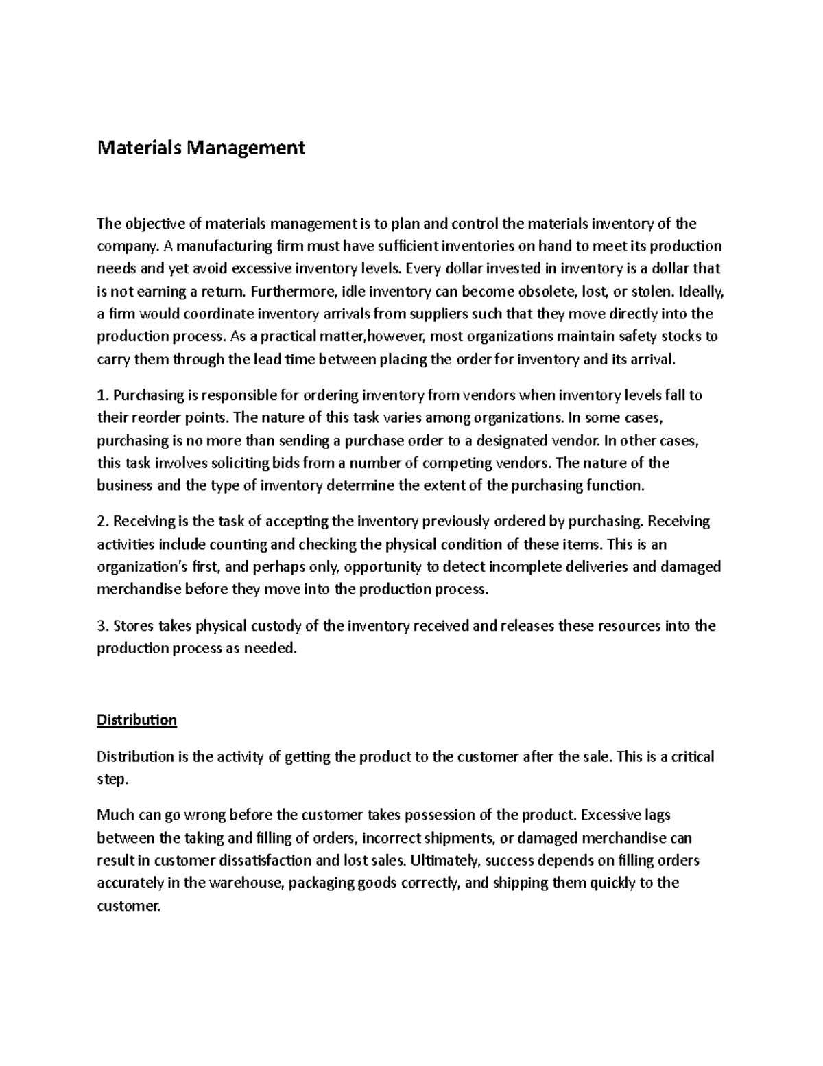 AIS Materials Manag-WPS Office - Materials Management The objective of ...