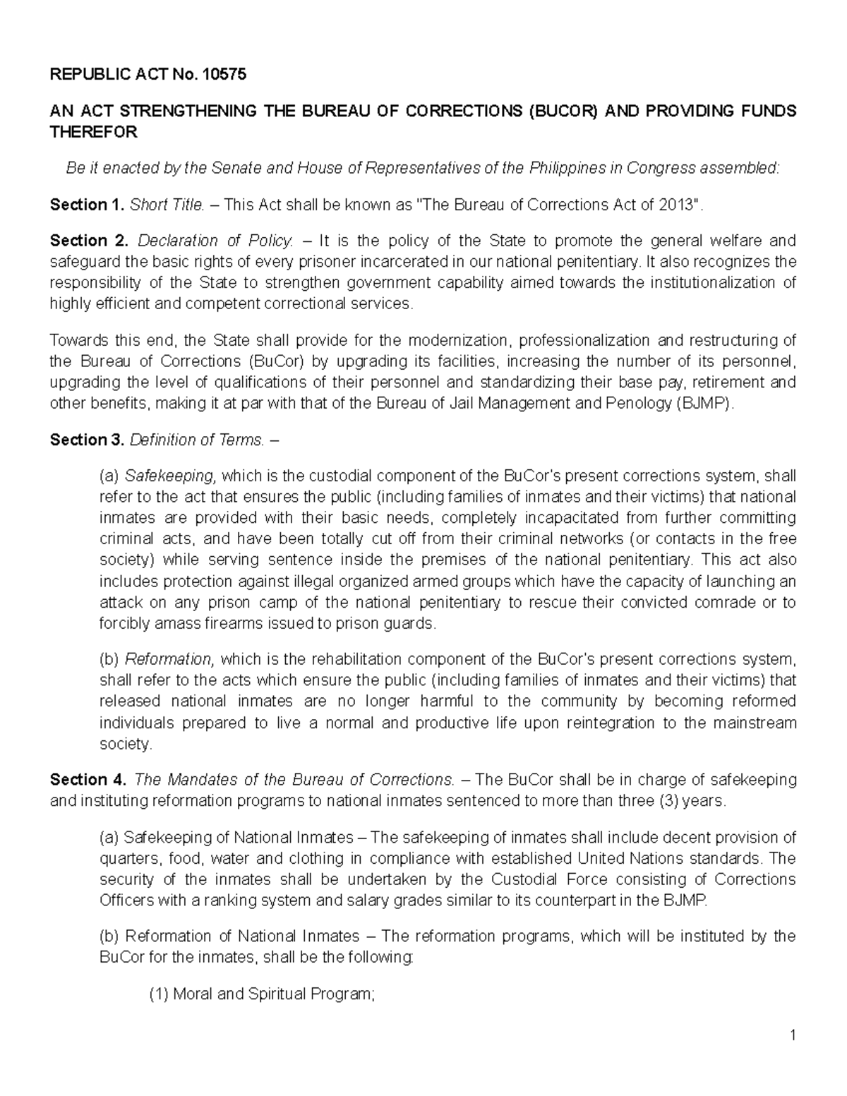 RA 10575 WITH PAGE - REPUBLIC ACT No. 10575 AN ACT STRENGTHENING THE ...