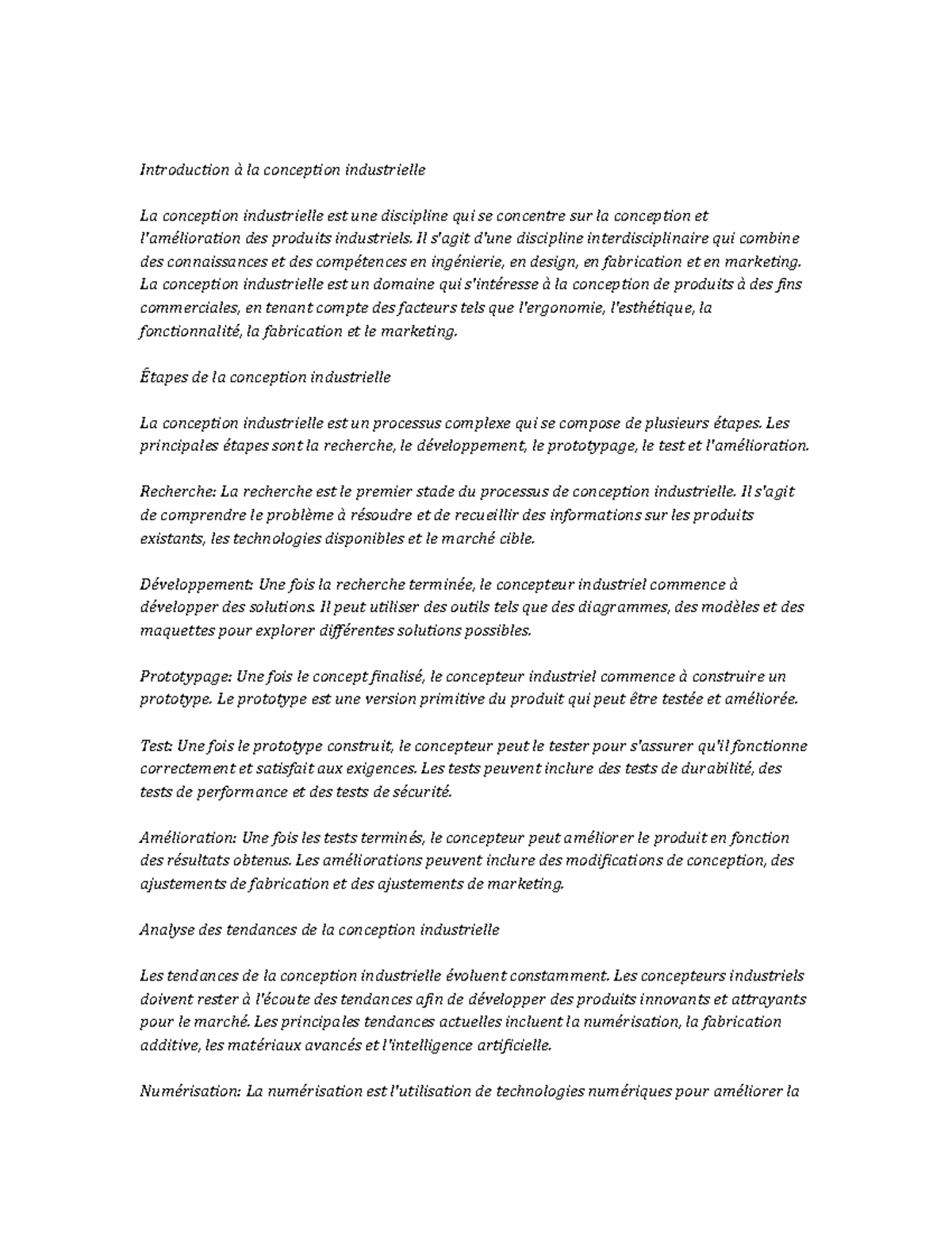 Industrial Design note study - Introduction à la conception ...