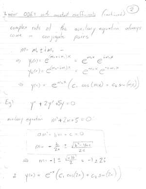 Lecture 05 - Summary Chemical Engineering Mathematics -t Y\ I + t, I ...