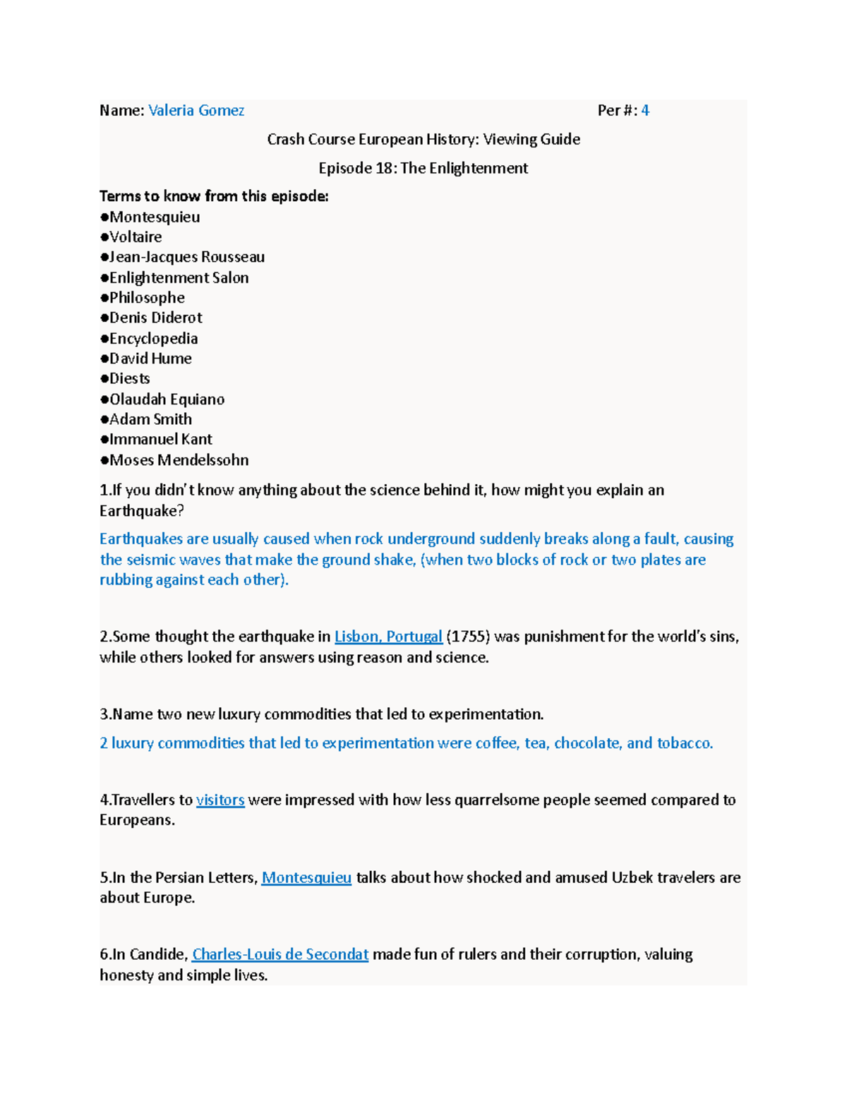 Crash Course #9 - notes - Name: Valeria Gomez Per #: 4 Crash Course ...