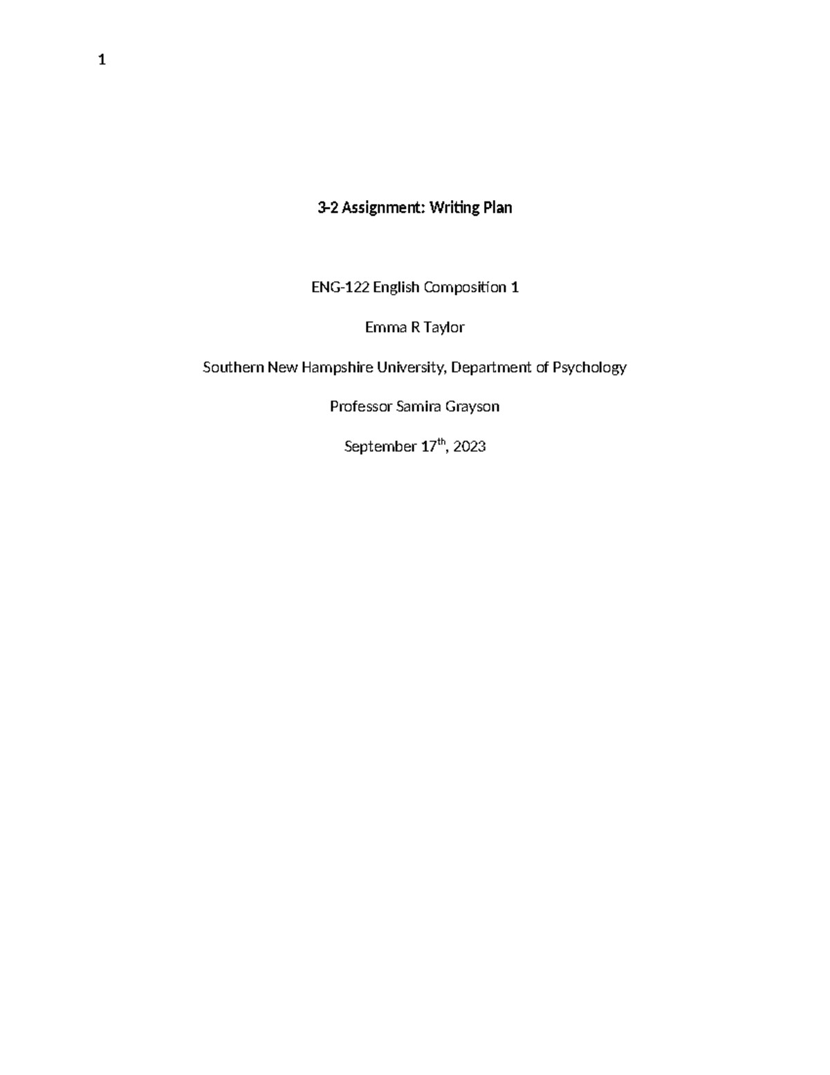3-2 Assignment- Writing Plan - 3-2 Assignment: Writing Plan ENG-122 ...