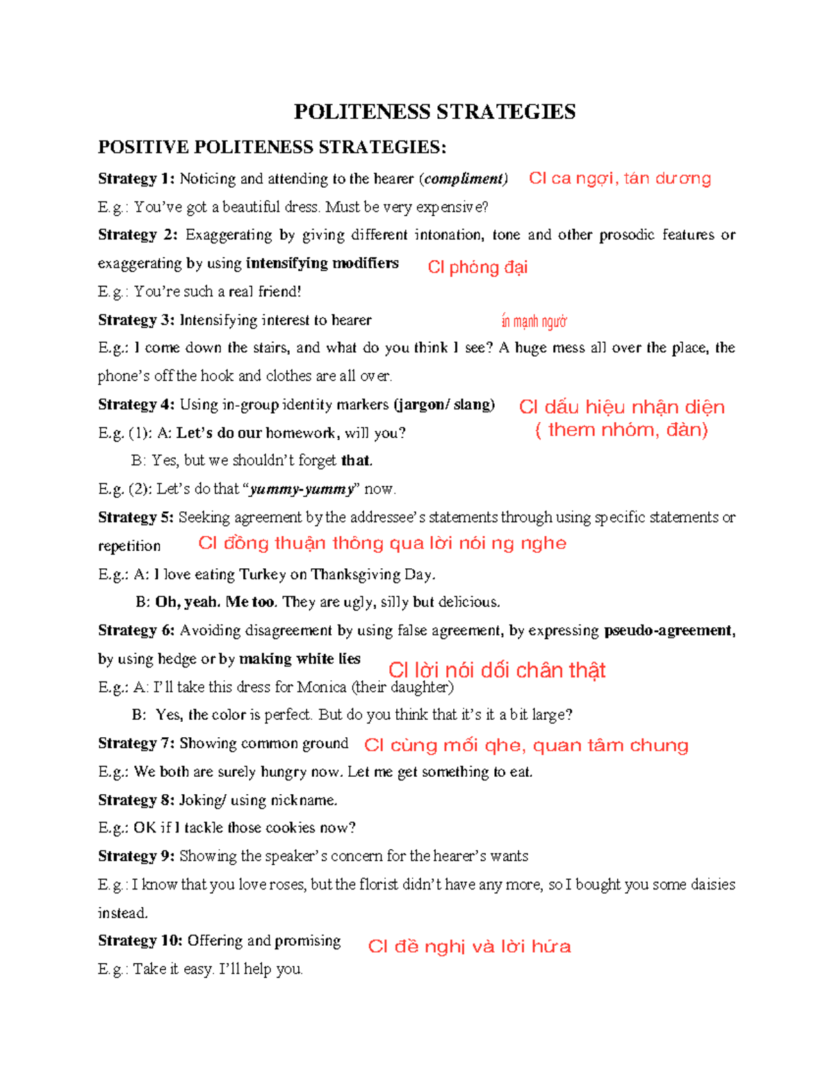 Politeness strategies - POLITENESS STRATEGIES POSITIVE POLITENESS ...