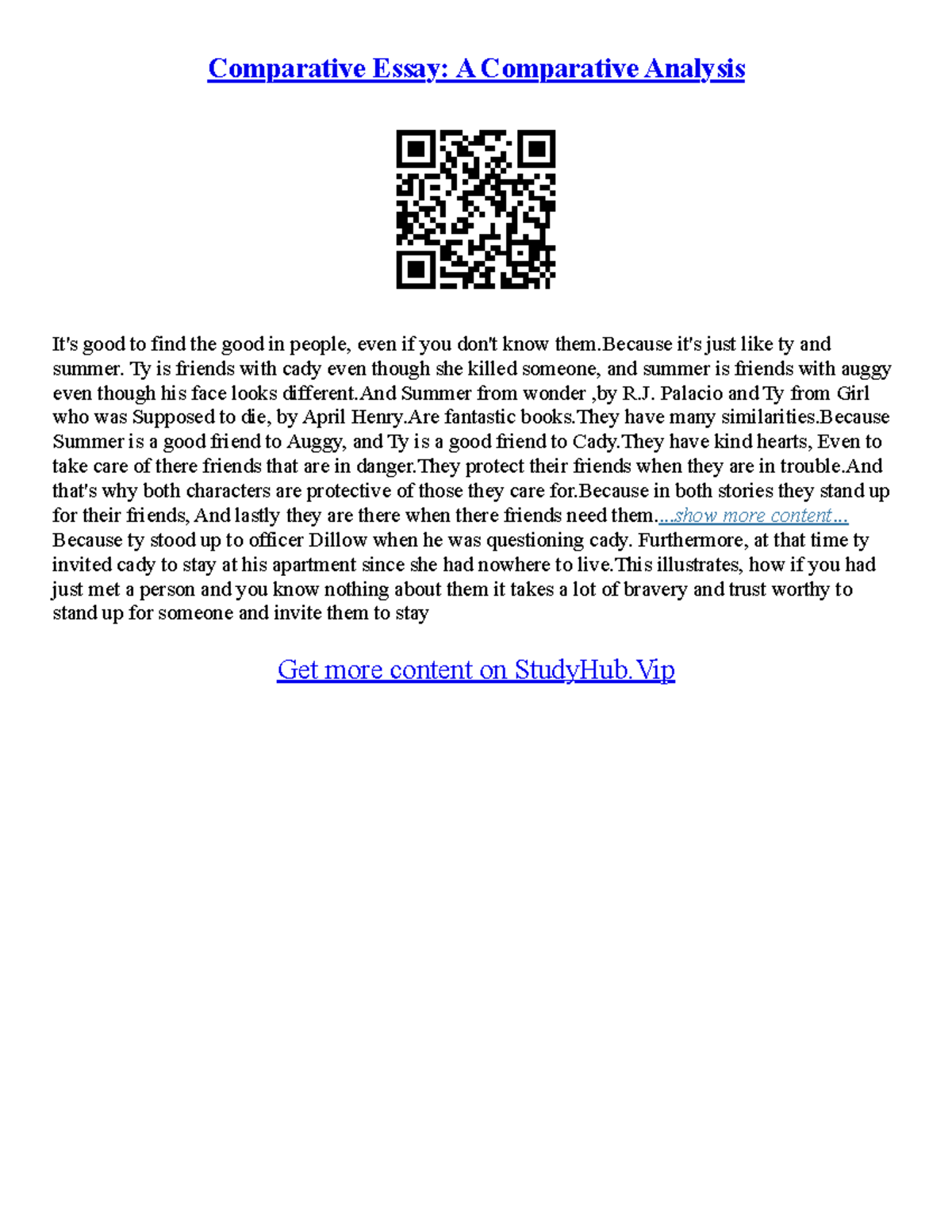 Writing Comparative Essay - Comparative Essay: A Comparative Analysis ...