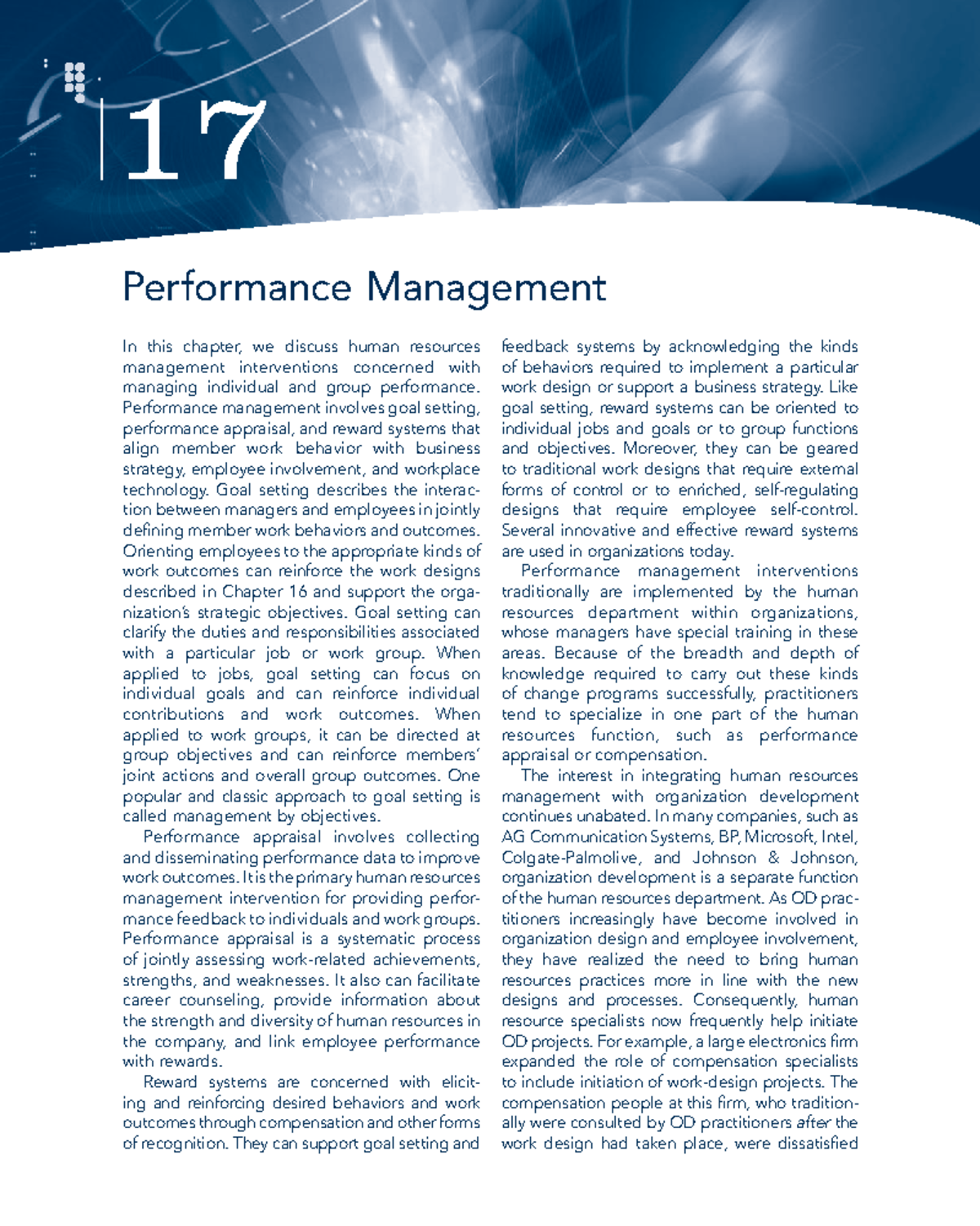 Chapter 17 Performance Management - 17 Performance Management In this chapter, we discuss human ...