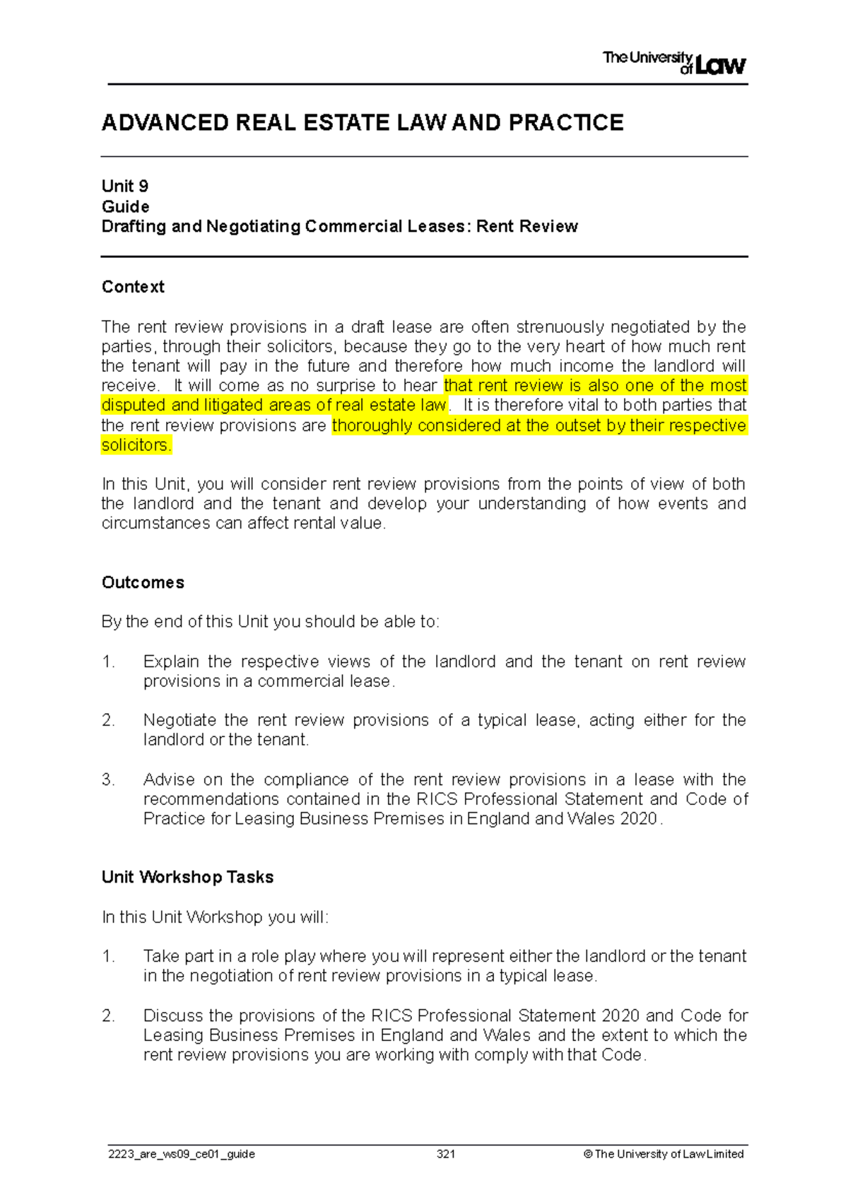 ARE WS 9 - ARE WS 9 - Studocu