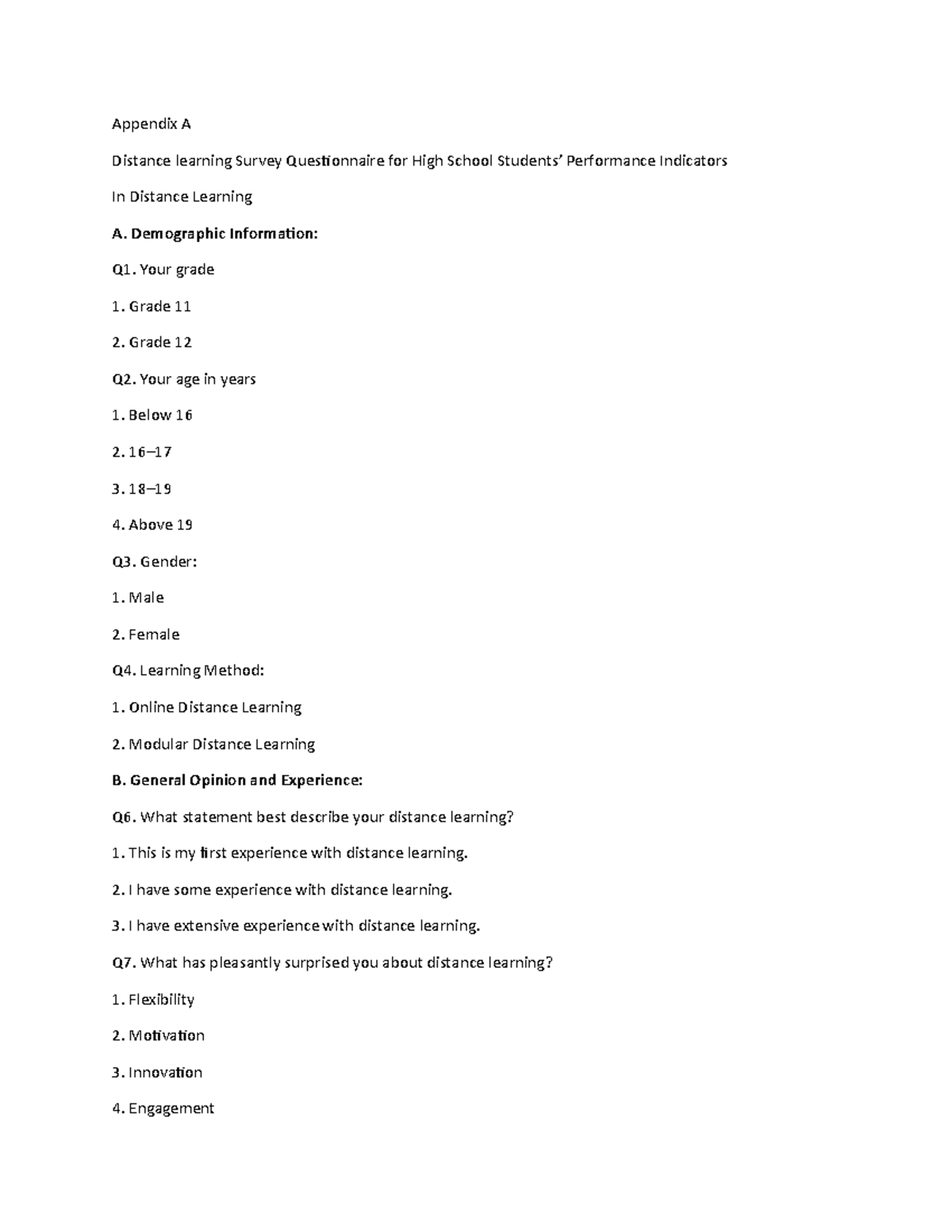 Appendix A - nice to mhello po hope it helps - Appendix A Distance ...