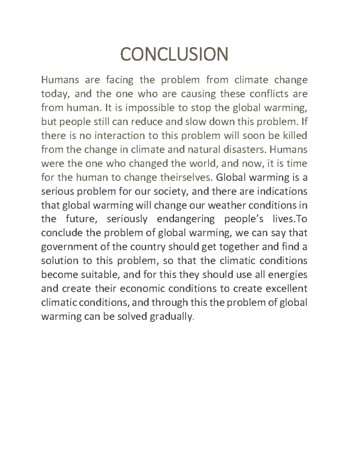 Conclusion and references - CONCLUSION Humans are facing the problem ...