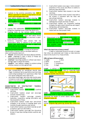 MATH Reviewer - Math information in Primary grades lesson - MATH REVIEWER Mathematics in the ...