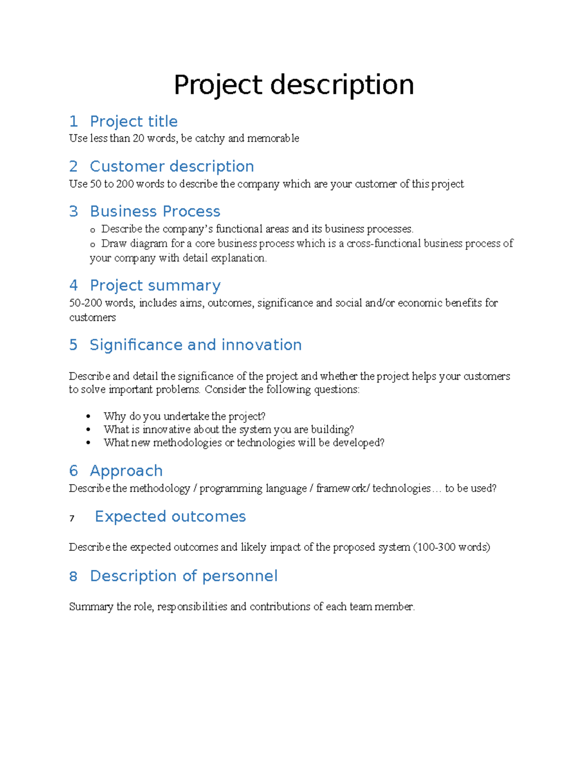 Project Description Template Project Description 1 Project Title Use Less Than 20 Words Be