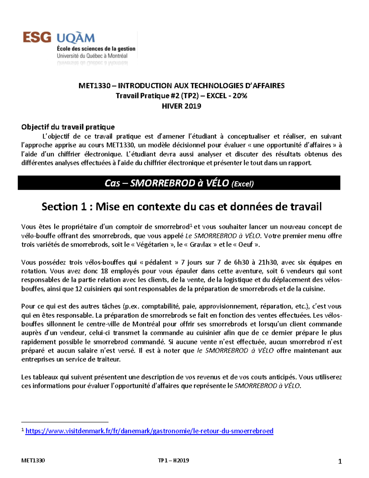 MET1330 2019 H TP2 Enonce - MET1330 – INTRODUCTION AUX TECHNOLOGIES D’AFFAIRES Travail Pratique ...
