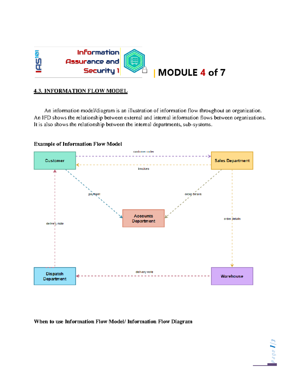 IAS101 Mod4.3 Information flow model - P a g e 1 | 3 | MODULE 4 of 7 4 ...
