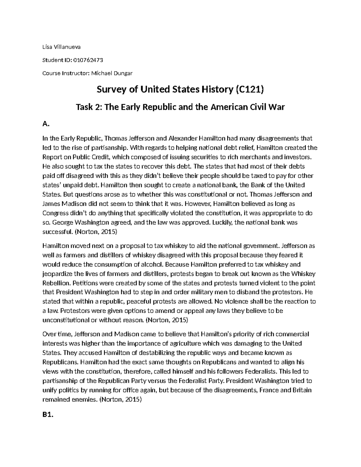 C121 Task 2 - The Early Republic and the American Civil War - In the ...