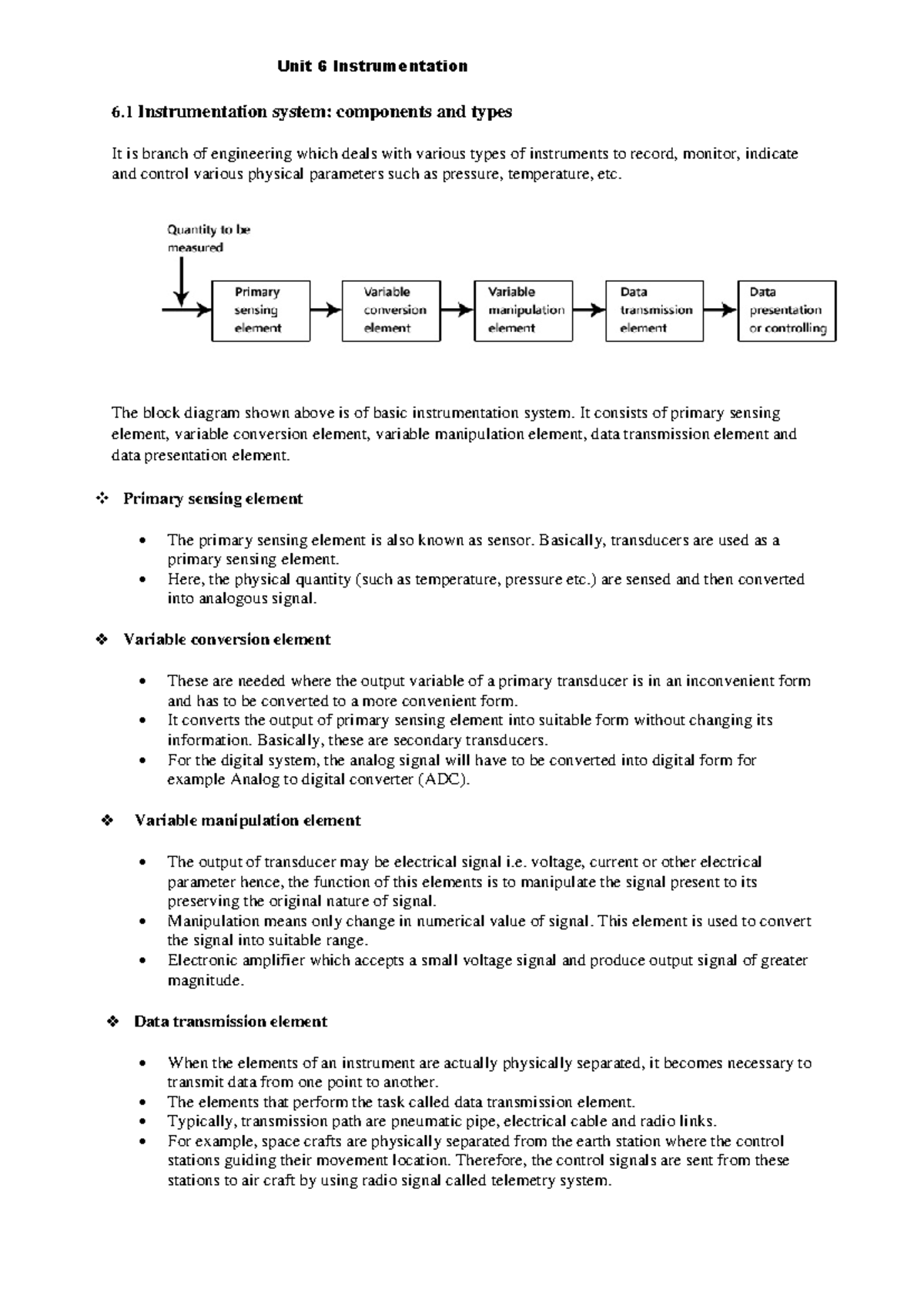 Unit 6 Instrumentation - Unit 6 Instrumentation 6 Instrumentation ...
