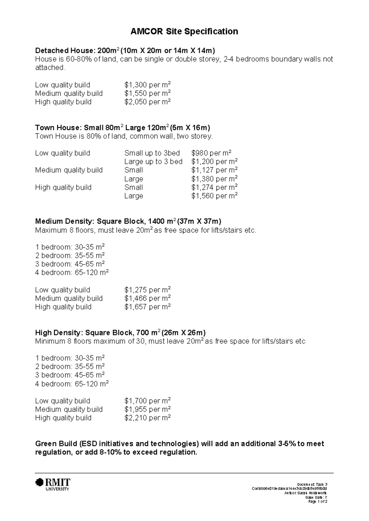 Amcor Specifications - AMCOR Site Specification Detached House: 200m 2 (10m X 20m or 14m X 14m ...