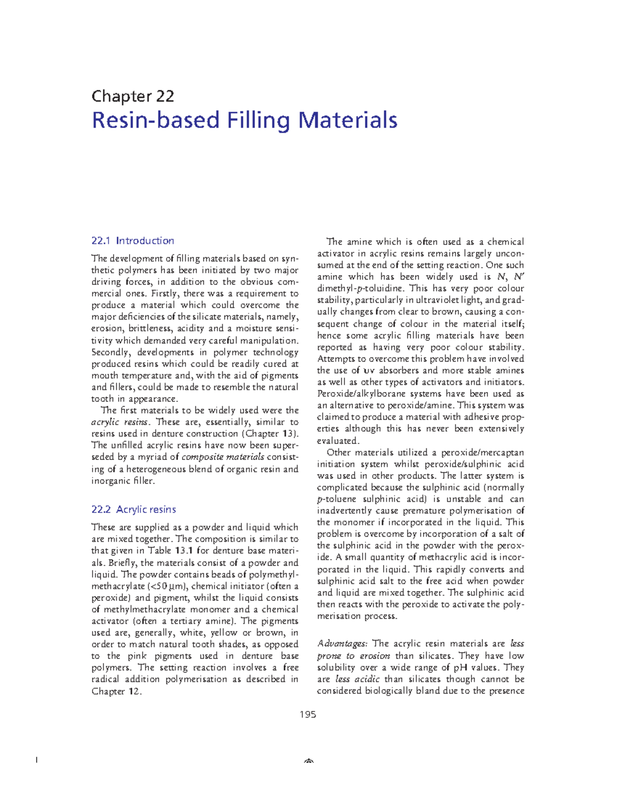 Acrylic Resin and Plastic - Chapter 22 Resin-based Filling Materials ...