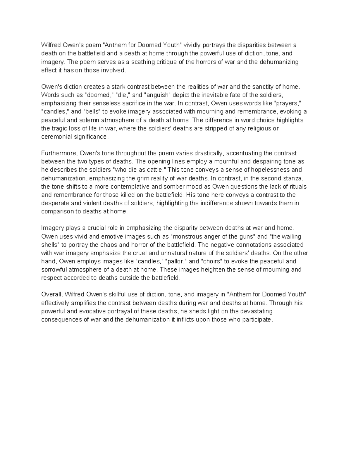 Anthem for Doomed Youth by Wilfred Owen - Wilfred Owen's poem "Anthem ...